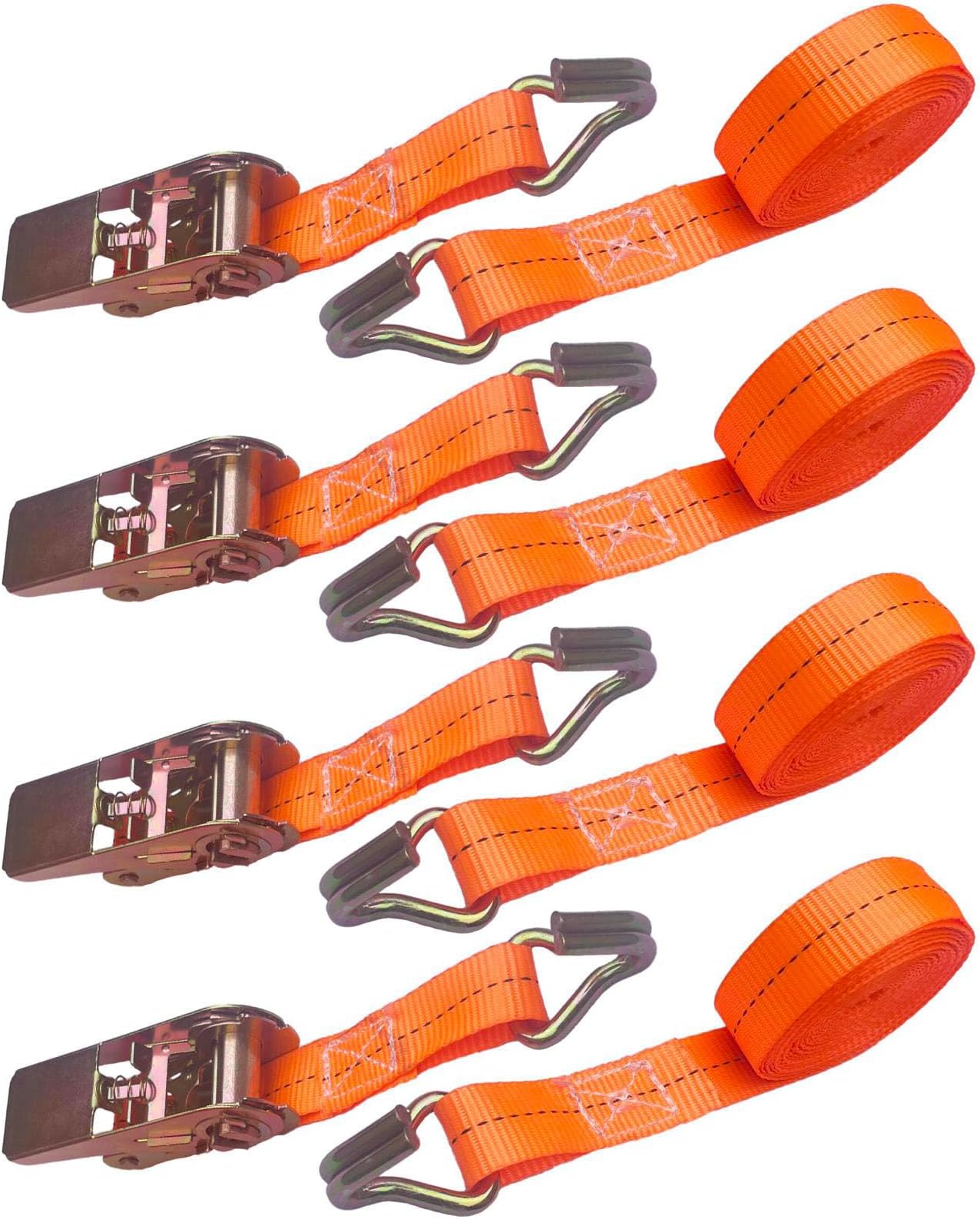 DIEMER® Pack of 4 Ratchet Straps with Double Hooks, 4m x 25mm Heavy ...