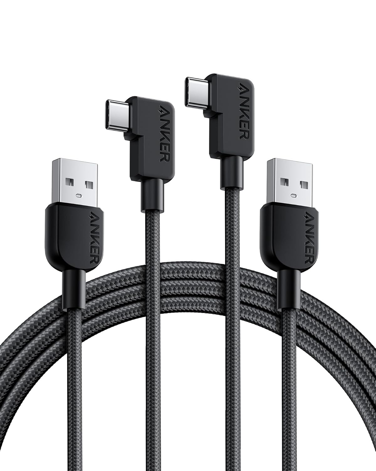 Anker USB C Cable Right Angle, 2-Pack 6 ft USB-A to 90 Degree USB-C ...