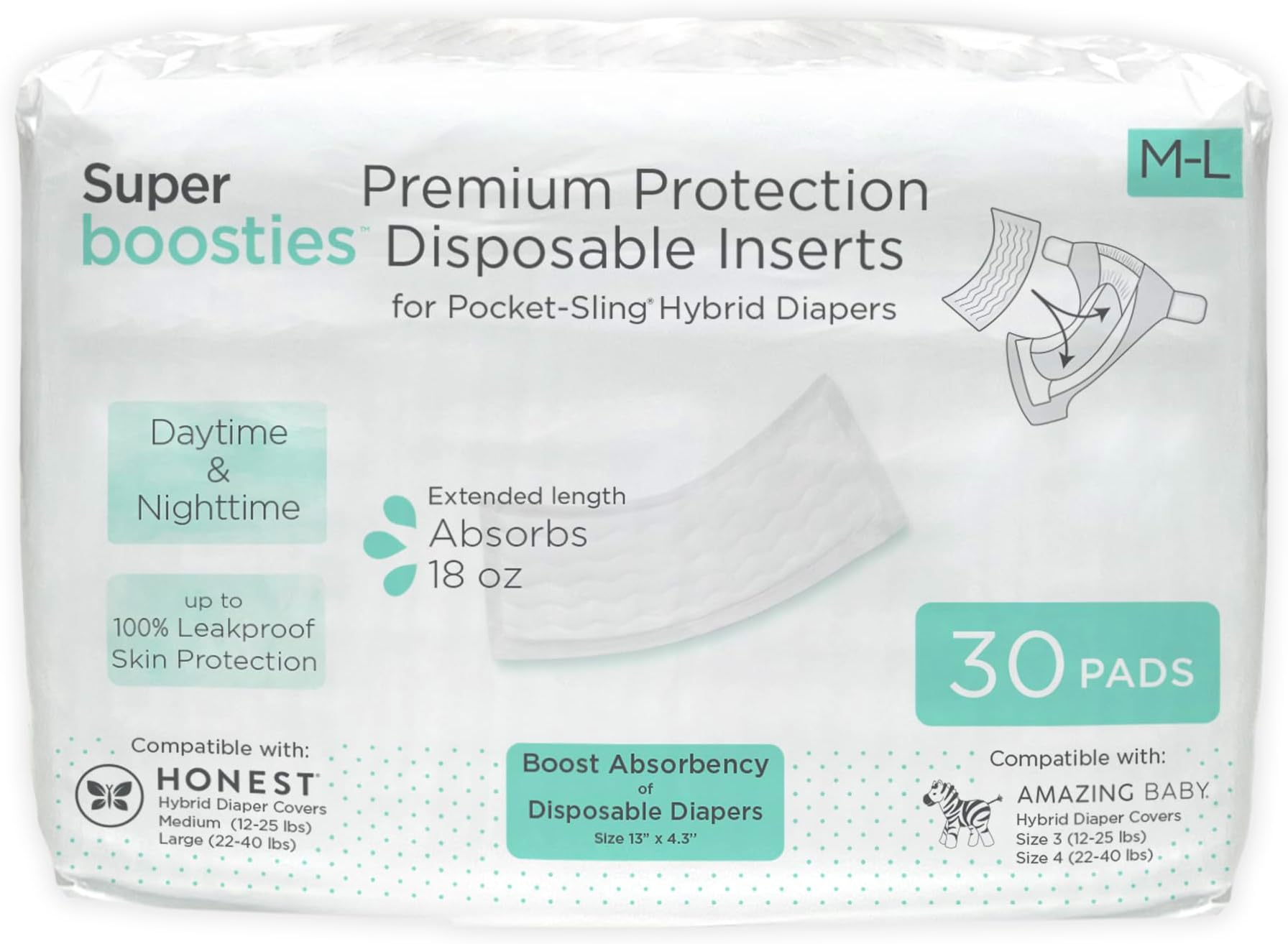 Amazon.com : Sposie Diaper Booster Pads 2T-5T, 28 Count - Baby Diaper ...