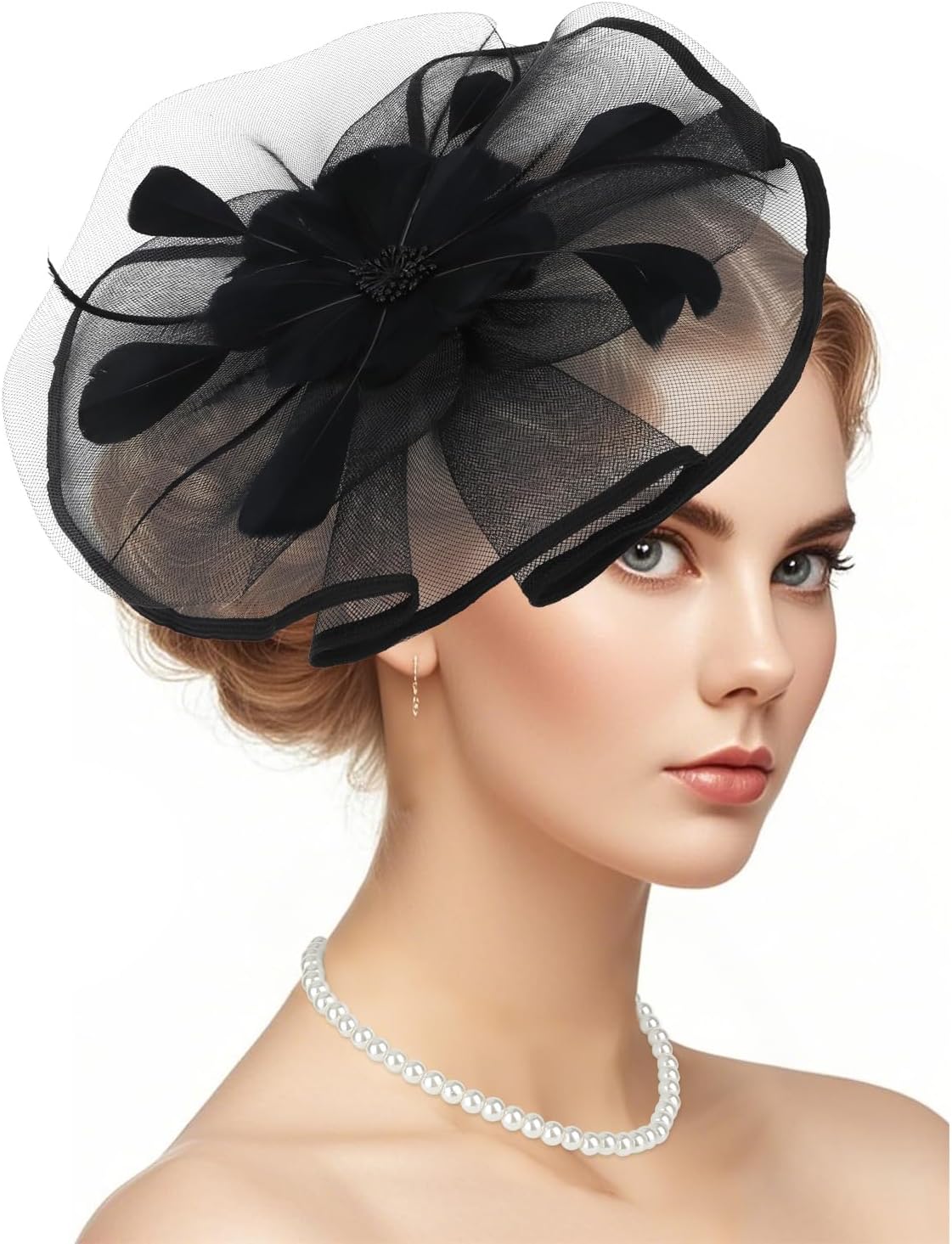 YARIEW 2025 Fascinators Hats for Women, Pearl Necklace for Women Tea ...