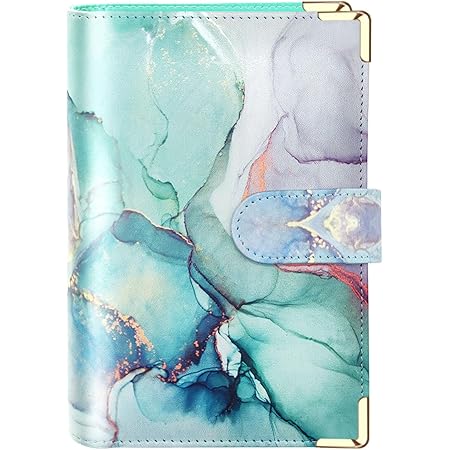 Amazon.com : A6 Refillable 6 Ring PU Leather Budget Binder,Mini Notebook Binder Cover for A6 ...