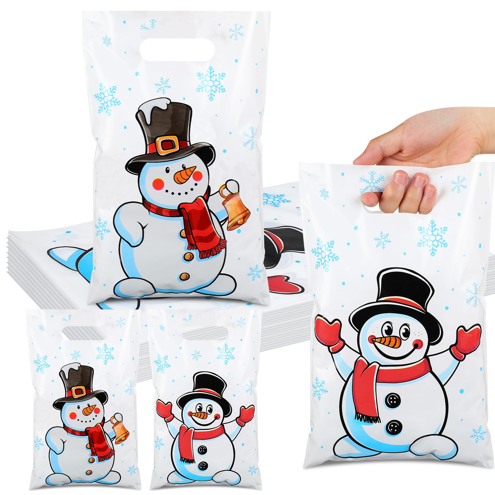 Amazon.com: ReliThick 150 Pcs Winter Snowman Gift Bags Bulk Plastic ...
