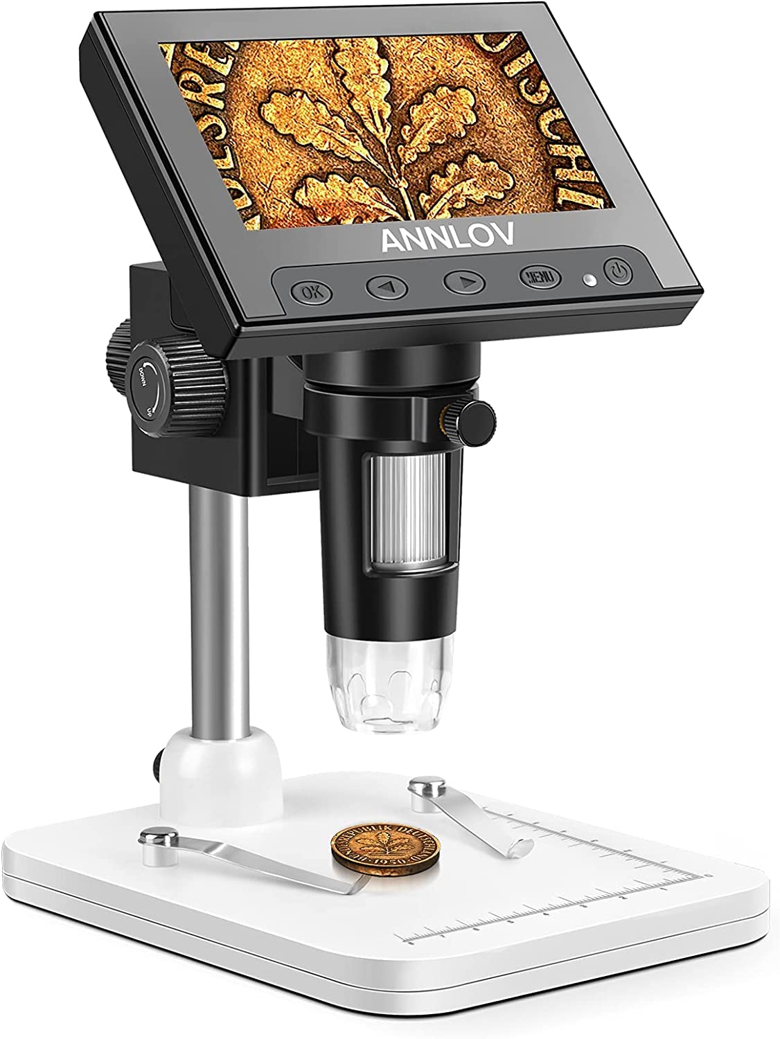 ANNLOV 4.3" LCD Digital Microscope, 50X-1000X Magnification Coin ...
