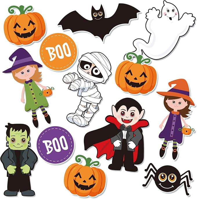 Amazon.com: Whaline 44Pcs Halloween Cutouts with 100 Glue Points 11 ...