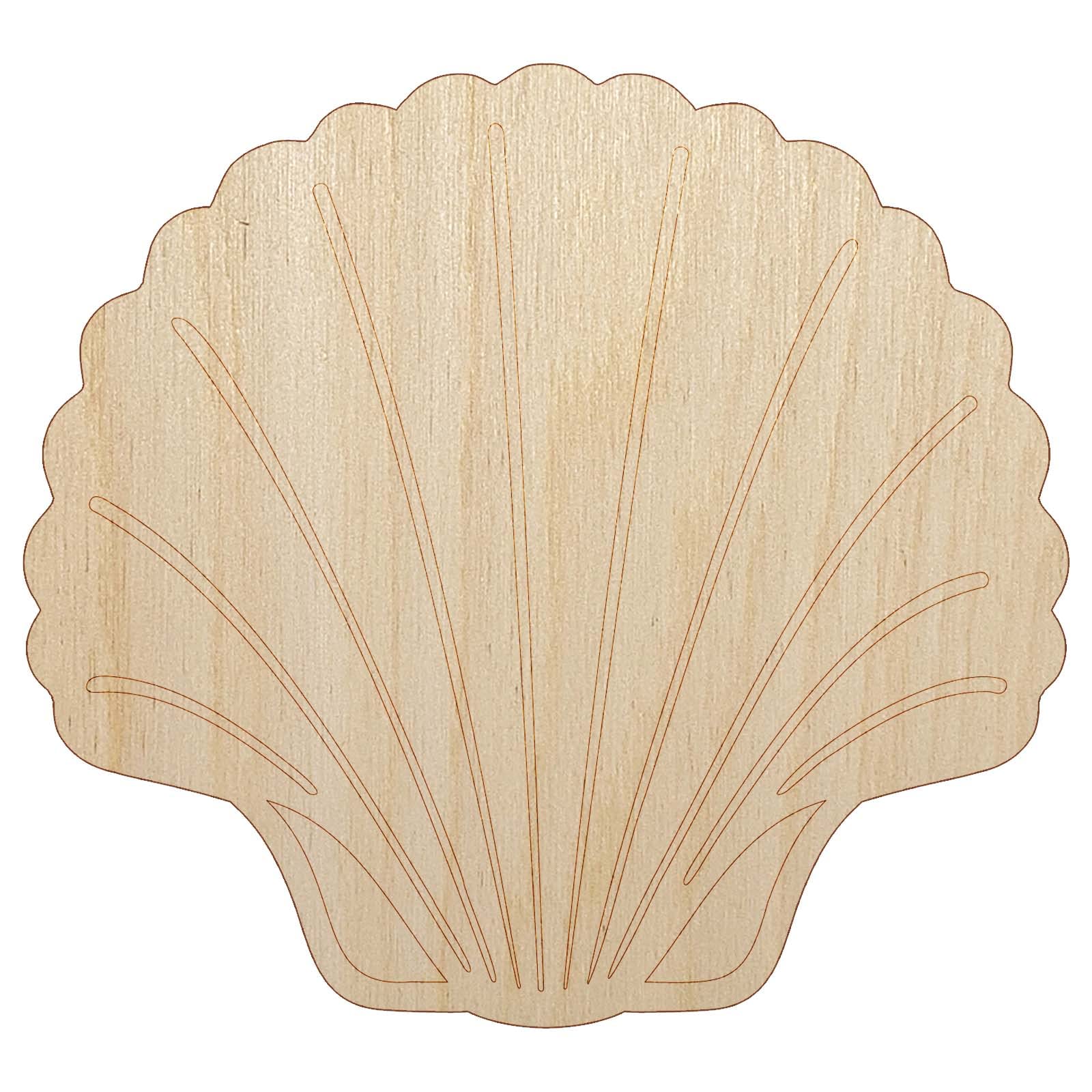 Amazon.com: Scallop Seashell Beach Shell Unfinished Wood Shape Piece ...