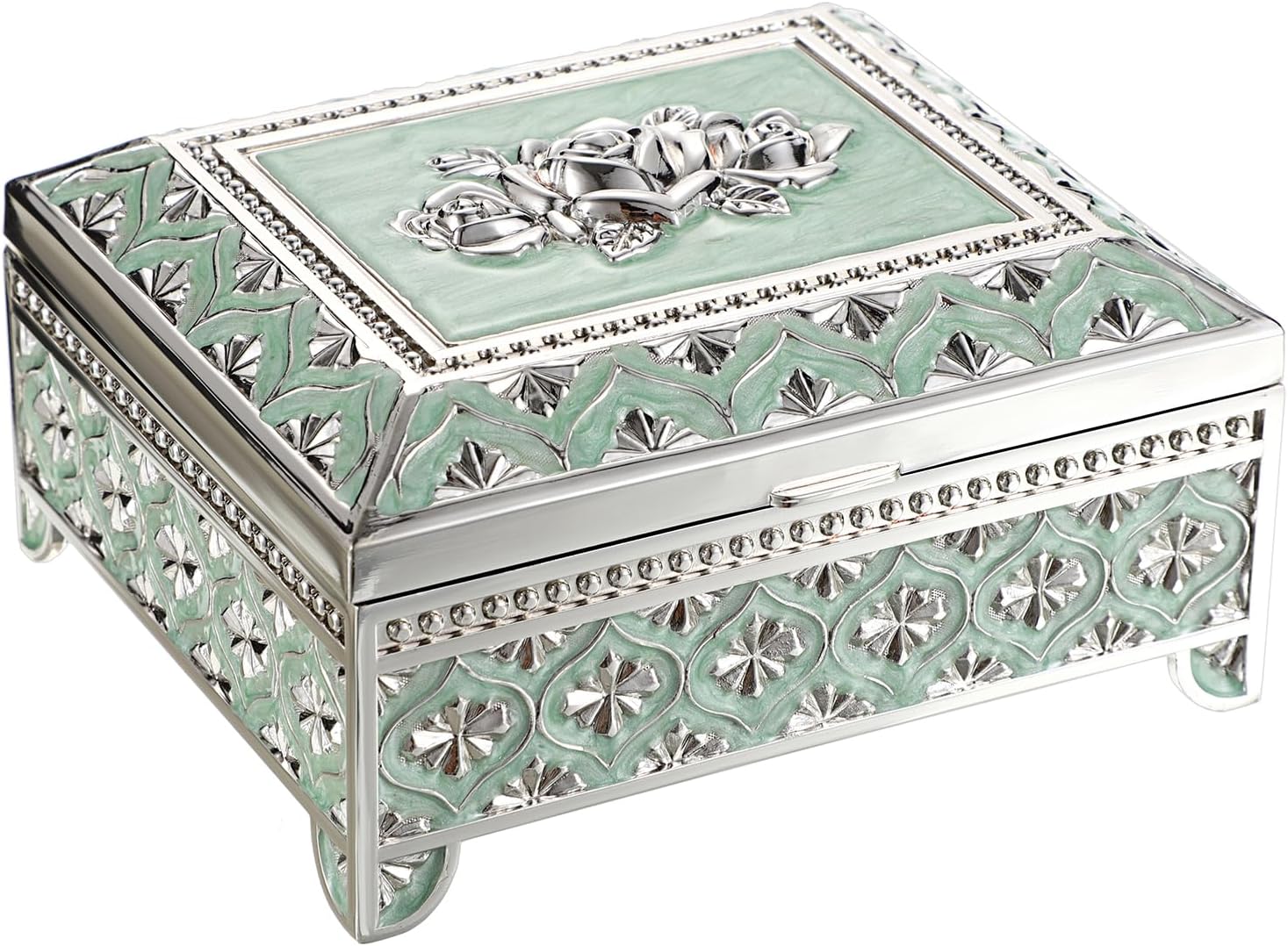 Amazon.com: H&S Antique Metal Jewelry Box for Storage - Floral Vintage ...