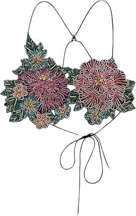 Amazon.com: AREA, Embroidered Crystal Flower Bra Top : Luxury Stores