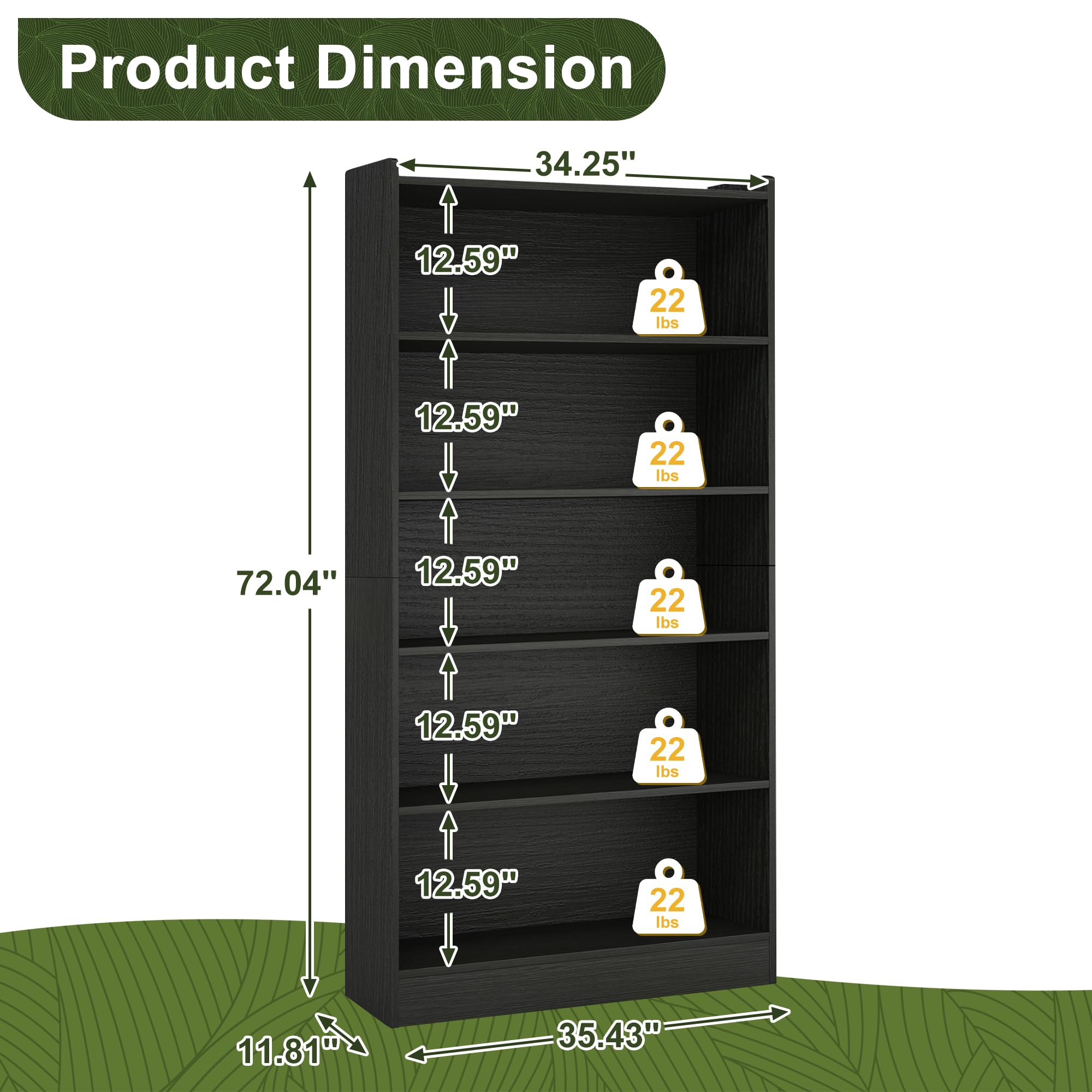 Snapklik.com : NicBex 72 Inch Tall Bookcase Modern 6-Tier Library ...