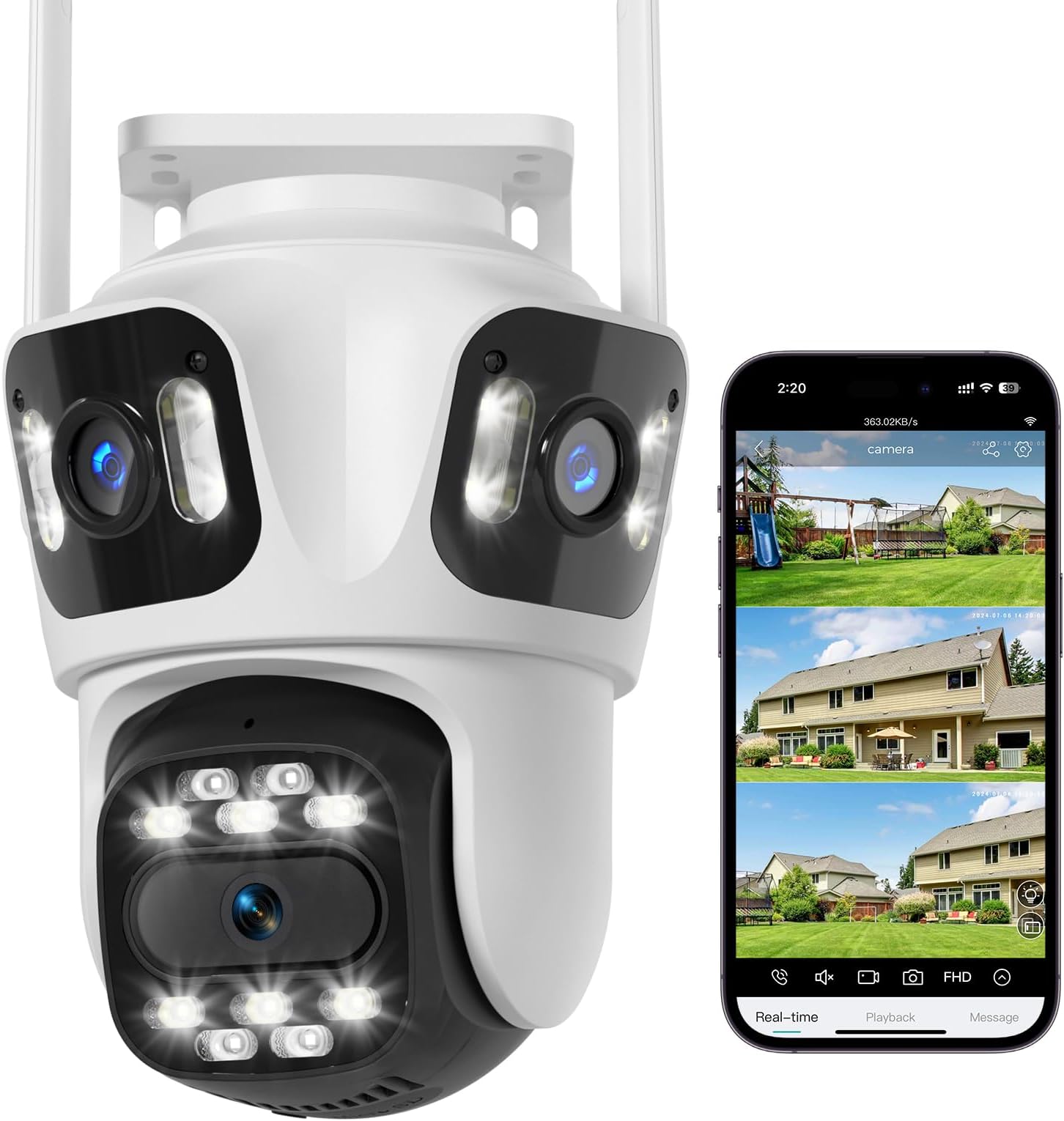 Amazon.com : 8MP 4K PTZ WiFi Camera Dual Lens with Dual Screen Ai Human ...