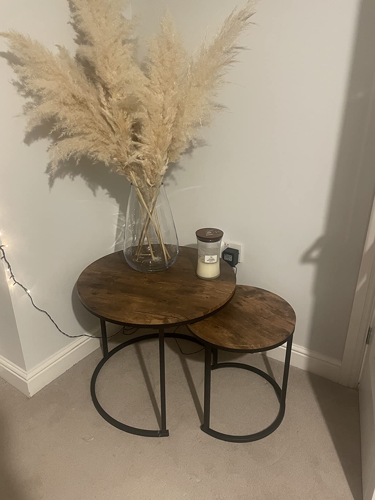 COSTWAY Set of 2 Nesting Tables, Stackable Coffee Snack Table Laptop ...