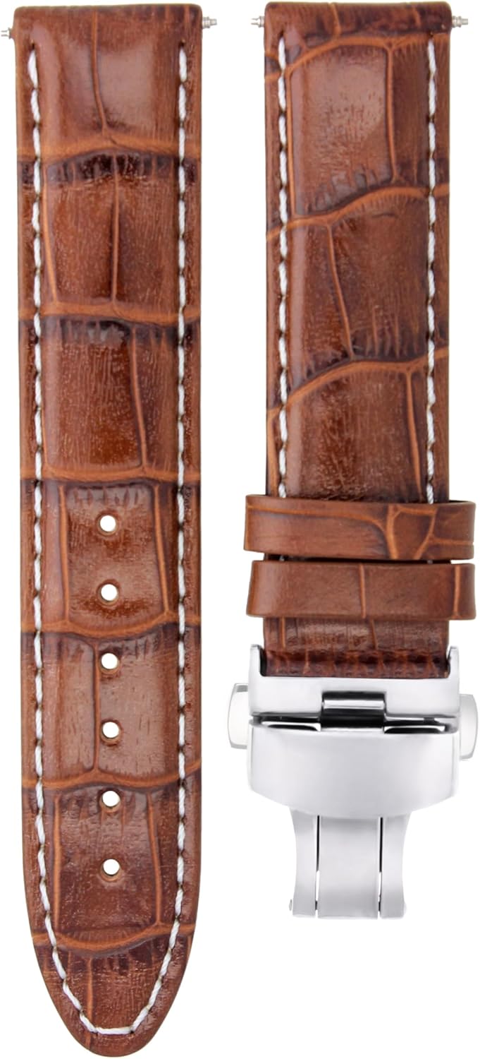 Amazon.com: Ewatchparts 22mm Leather Watch Band Strap Compatible With ...