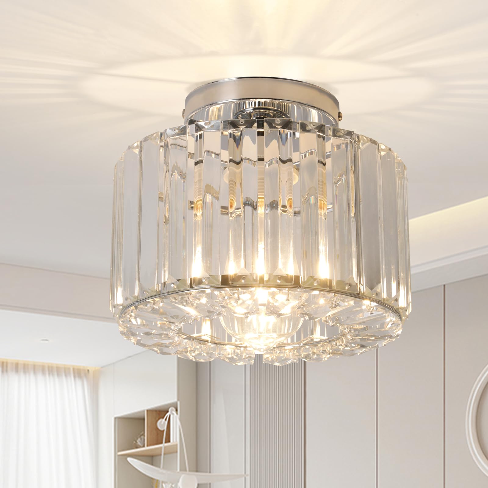 Hudi Fyier Modern Crystals Ceiling Lighting Fixtures, Chrome Small ...