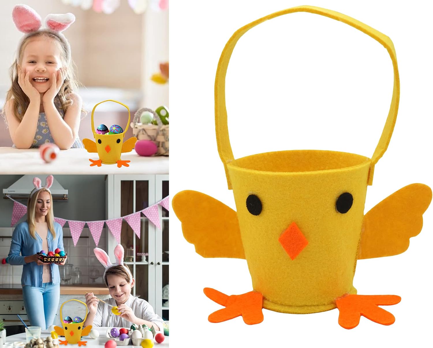 Easter Chick Felt Fabric Bucket, 10cm Basket for Easter Egg Hunts ...