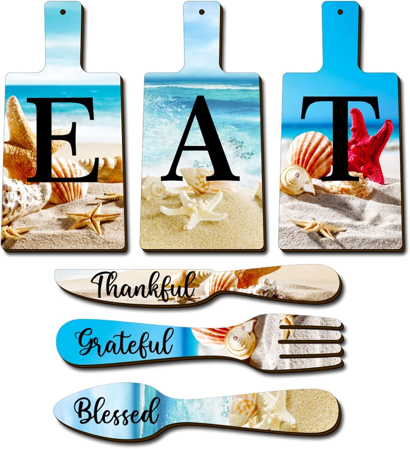 Amazon.com: YLOLUL 6 Pcs Eat Sign Beach Decor Wall Decor Kitchen Knife ...