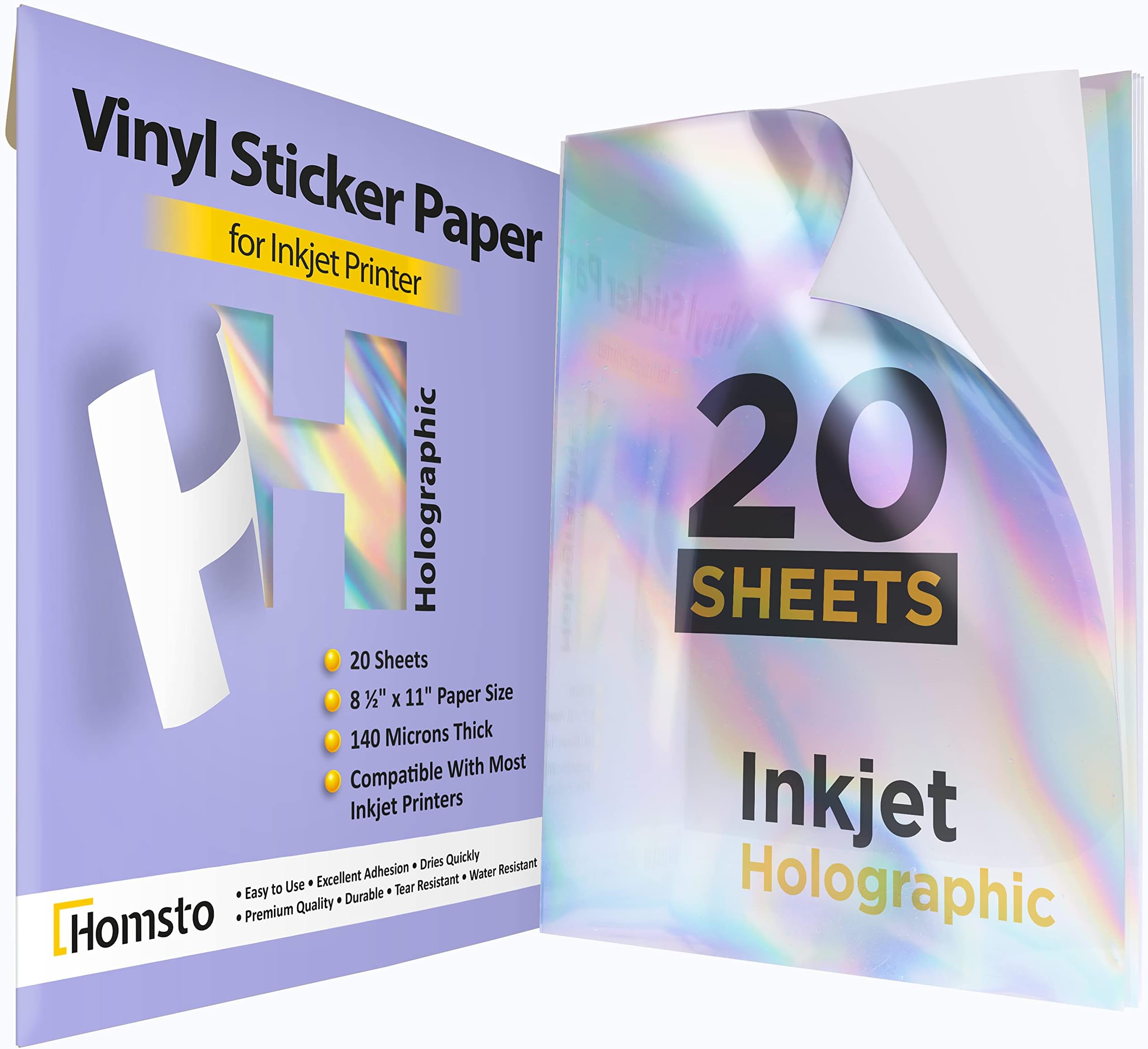 Amazon.com : Holographic Sticker Paper, Printable Vinyl Sticker Paper ...