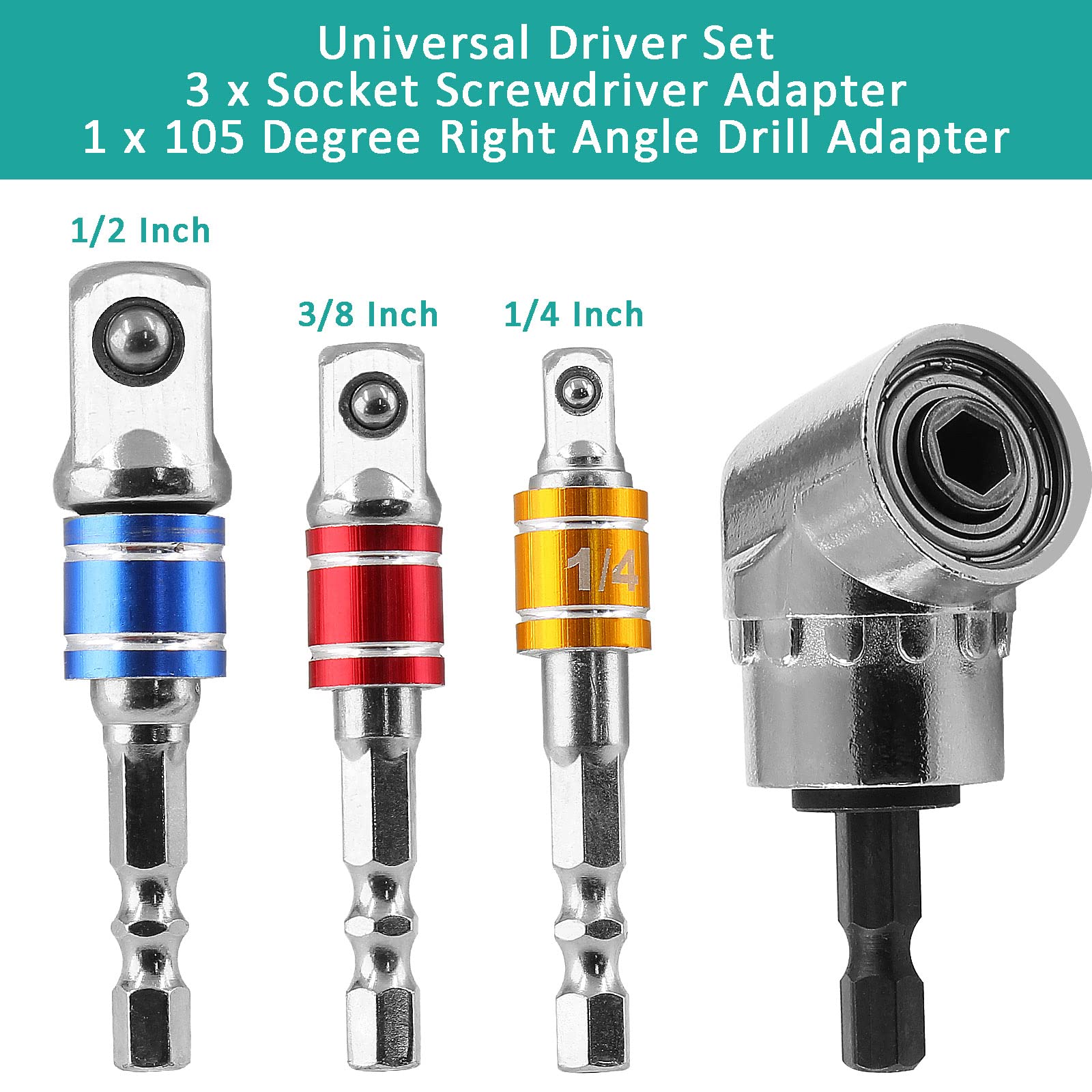 Drill Bit Holder 24pc Flexible Drill Bit Kit (Bendable Extensions + 105 ...