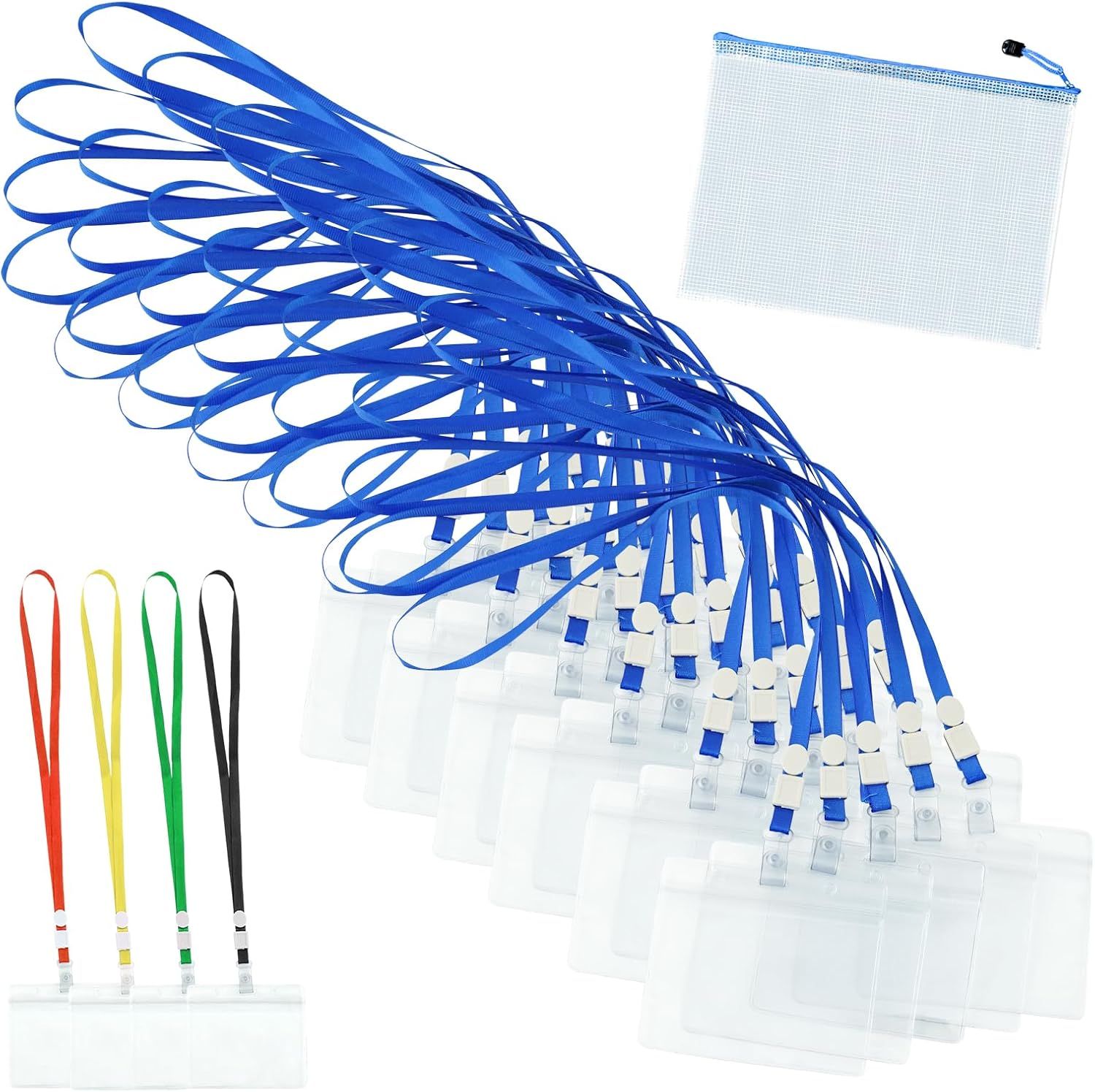 Amazon | Webirth 名札ホルダー 5色から選べる【便利な収納袋つき！】交換用名札予備パーツ付属 首下げ 図面ファイル (青 30枚) | 名札・ホルダー | 文房具・オフィス用品