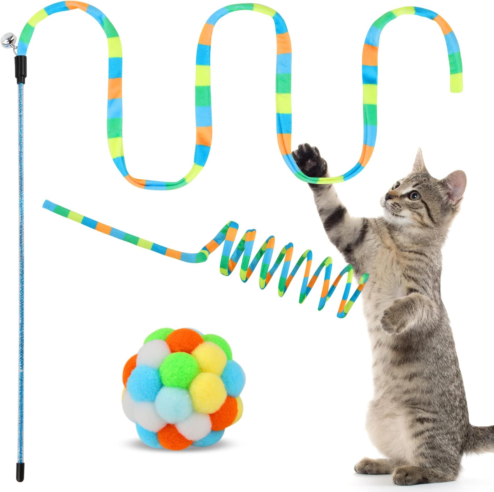 Amazon.com : ISMARTEN 20 Pcs Rainbow Cat Toy Balls, Cat Ball Toys ...