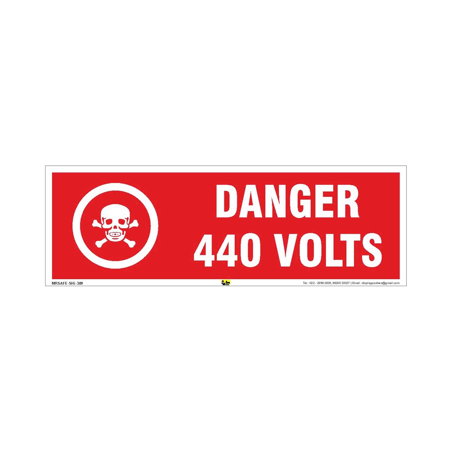 Mr. Safe - Danger 440 Volts Sign Eco Vinyl Sticker 12 Inch X 4 Inch ...