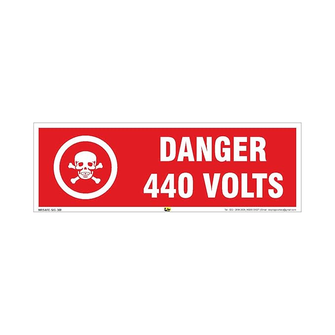 Mr. Safe - Danger 440 Volts Sign Eco Vinyl Sticker 12 Inch X 4 Inch ...