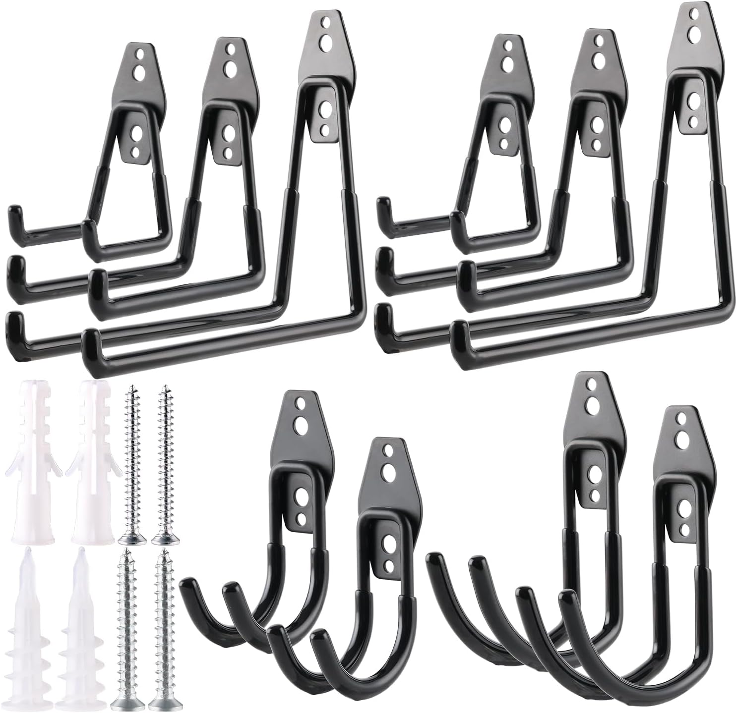 OURU 10 Pack Garage Hooks Heavy Duty, Black Utility Storage Hooks, Wall ...
