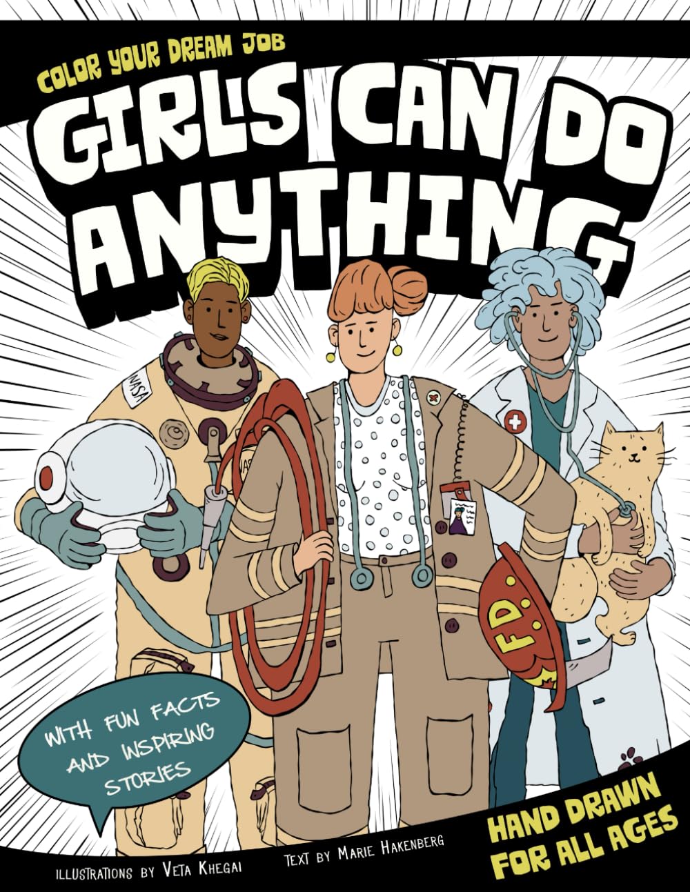 Girls Can Do Anything - Color your dream job: Hand-drawn coloring book ...