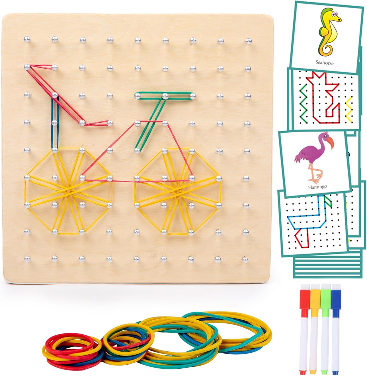 Auvewilo Wooden Geoboards for Kids 3+, Enhance Spatial Reasoning & Fine ...