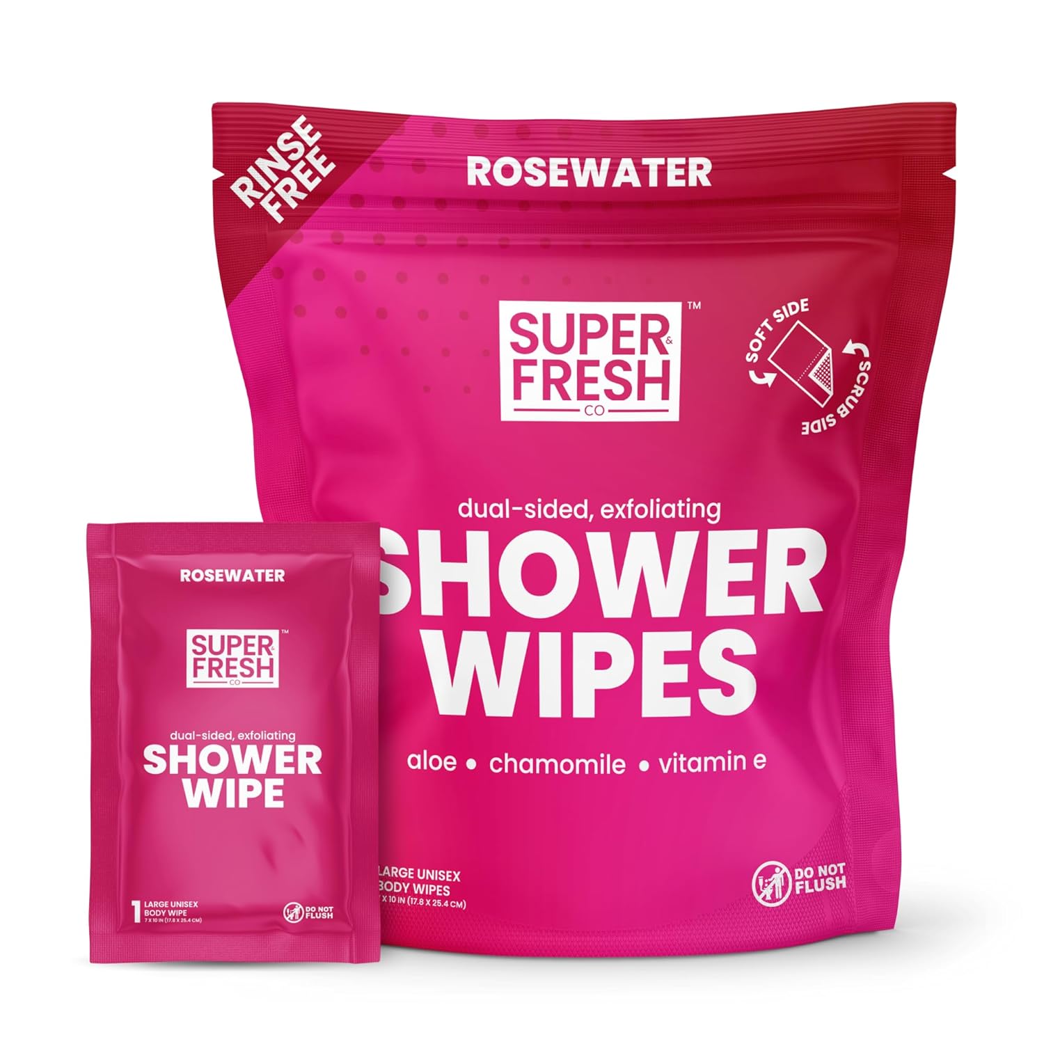 Amazon.com: Super Fresh Shower Wipes Large Rosewater Body Wipes for No ...