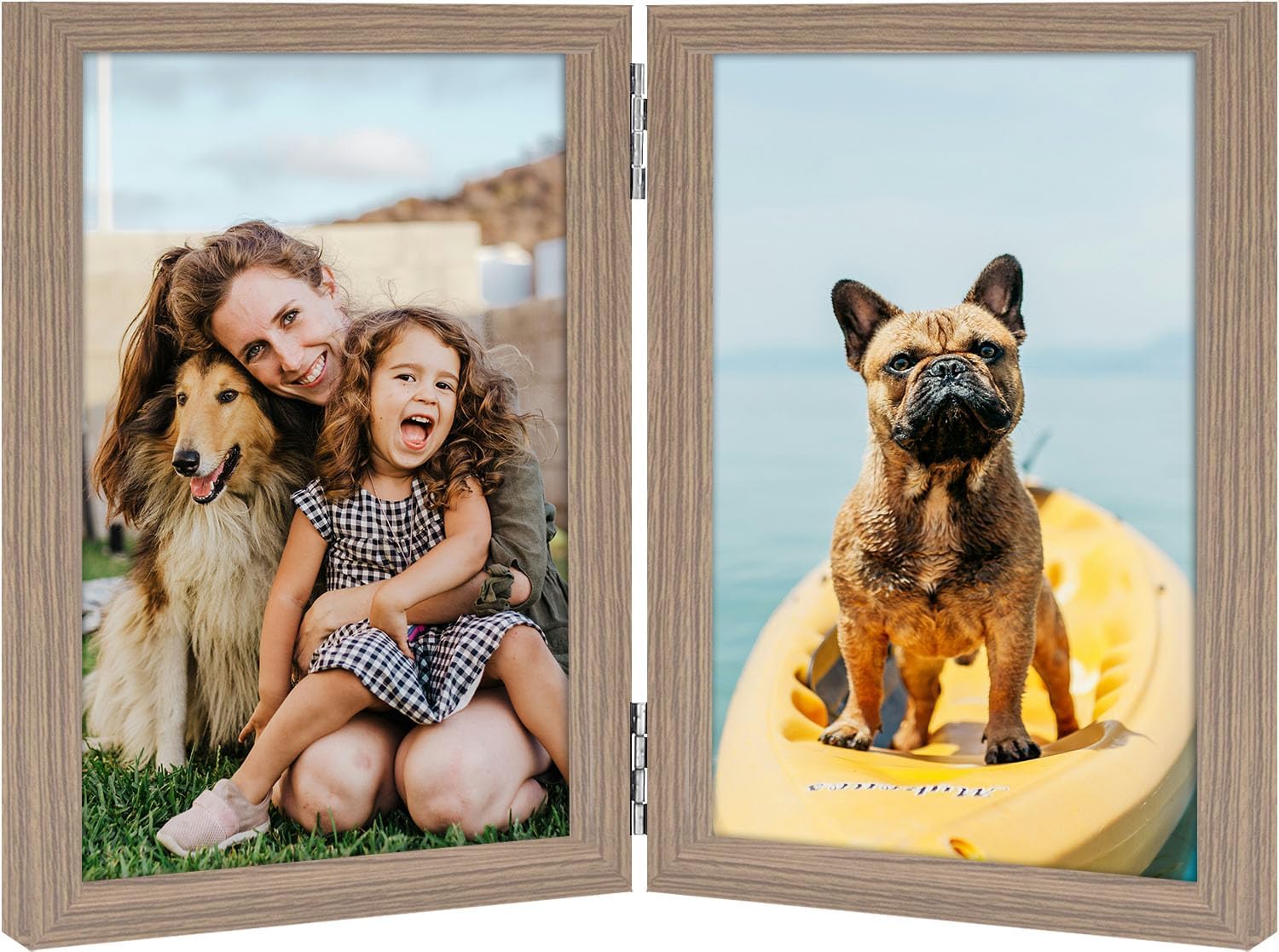 Amazon.com - THCASITO 4x6 Double Picture Frame Vertical Wooden Hinged ...