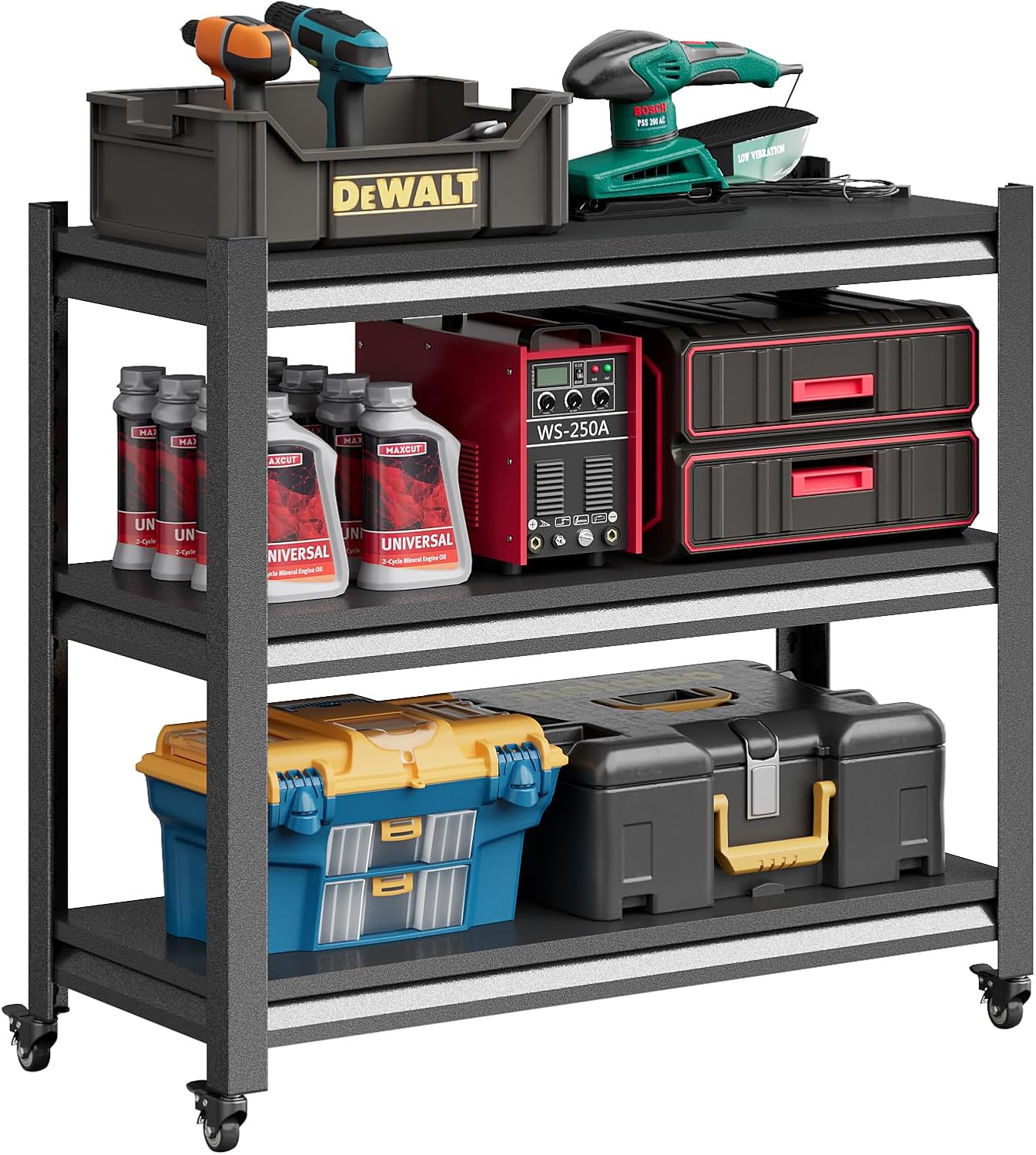 TOPASS Workbench on Wheels, Adjustable Heavy Duty Work Table with ...