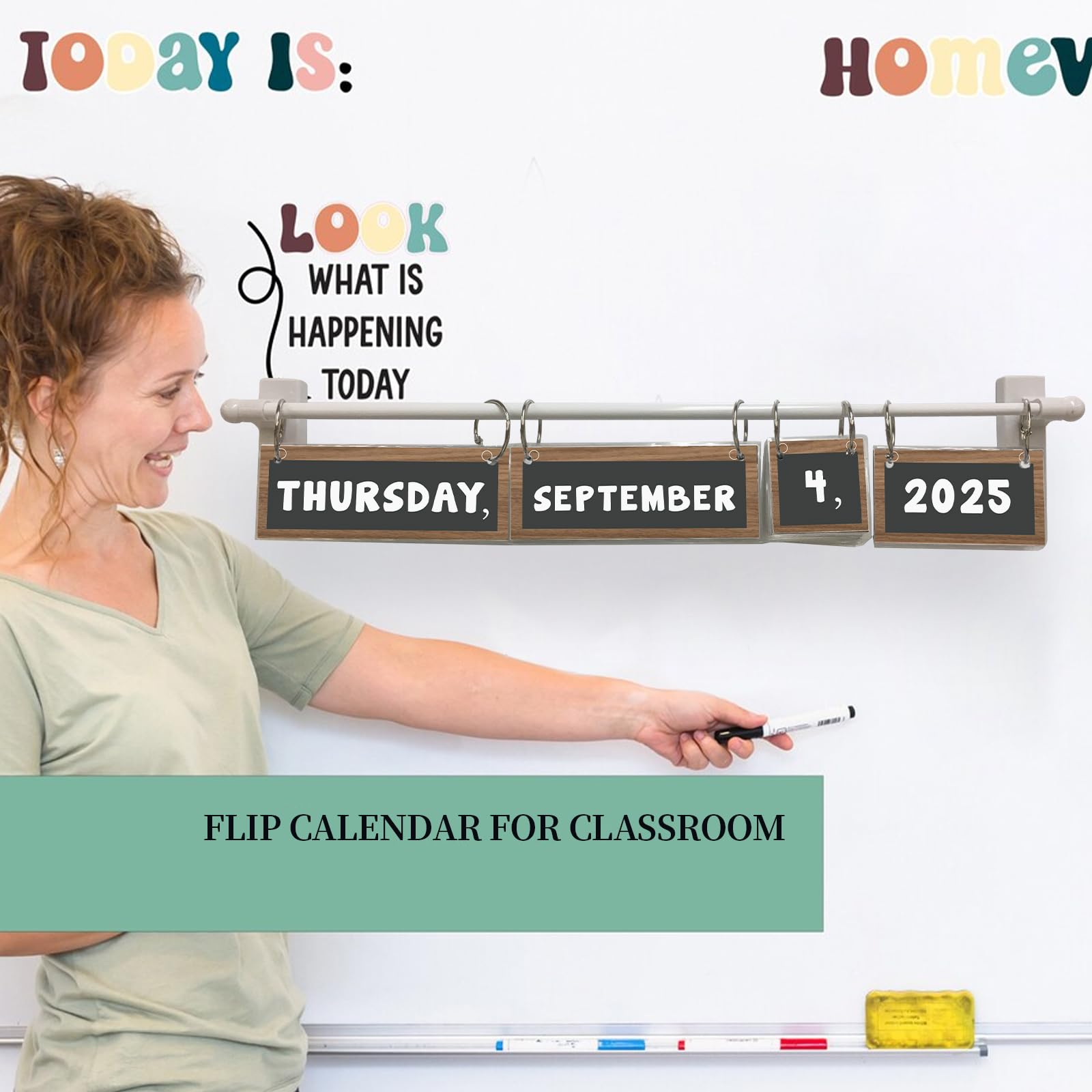 Pastel Adjustable Flip Calendar Bulletin Board For Classroom TecUnite ...