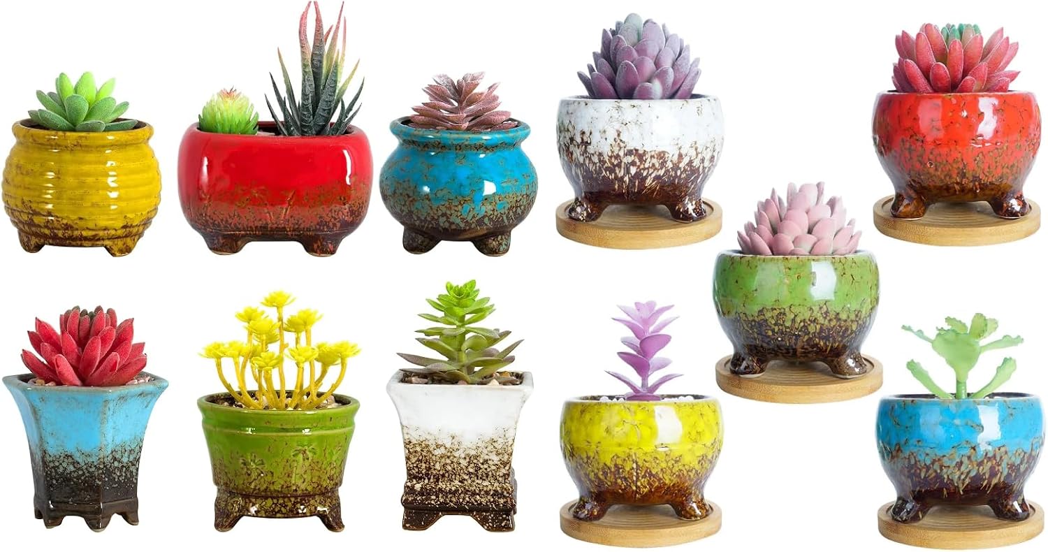 Amazon.com: ARTKETTY Succulent Pots - Small Succulent Plant Pots with ...