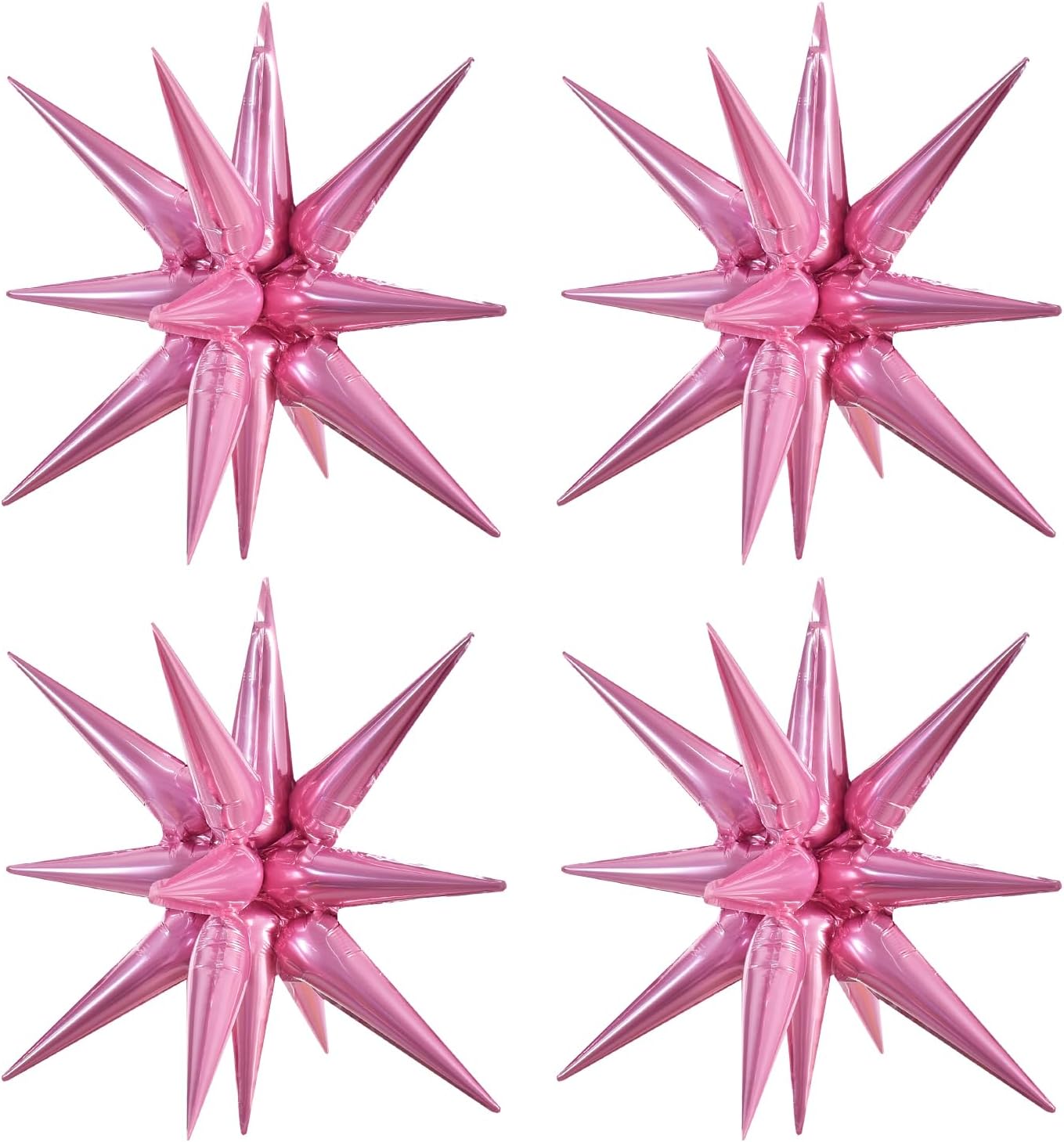 Amazon.com: TONIFUL 4 Pcs 22inch 4D Pink Explosion Star Foil Balloons ...