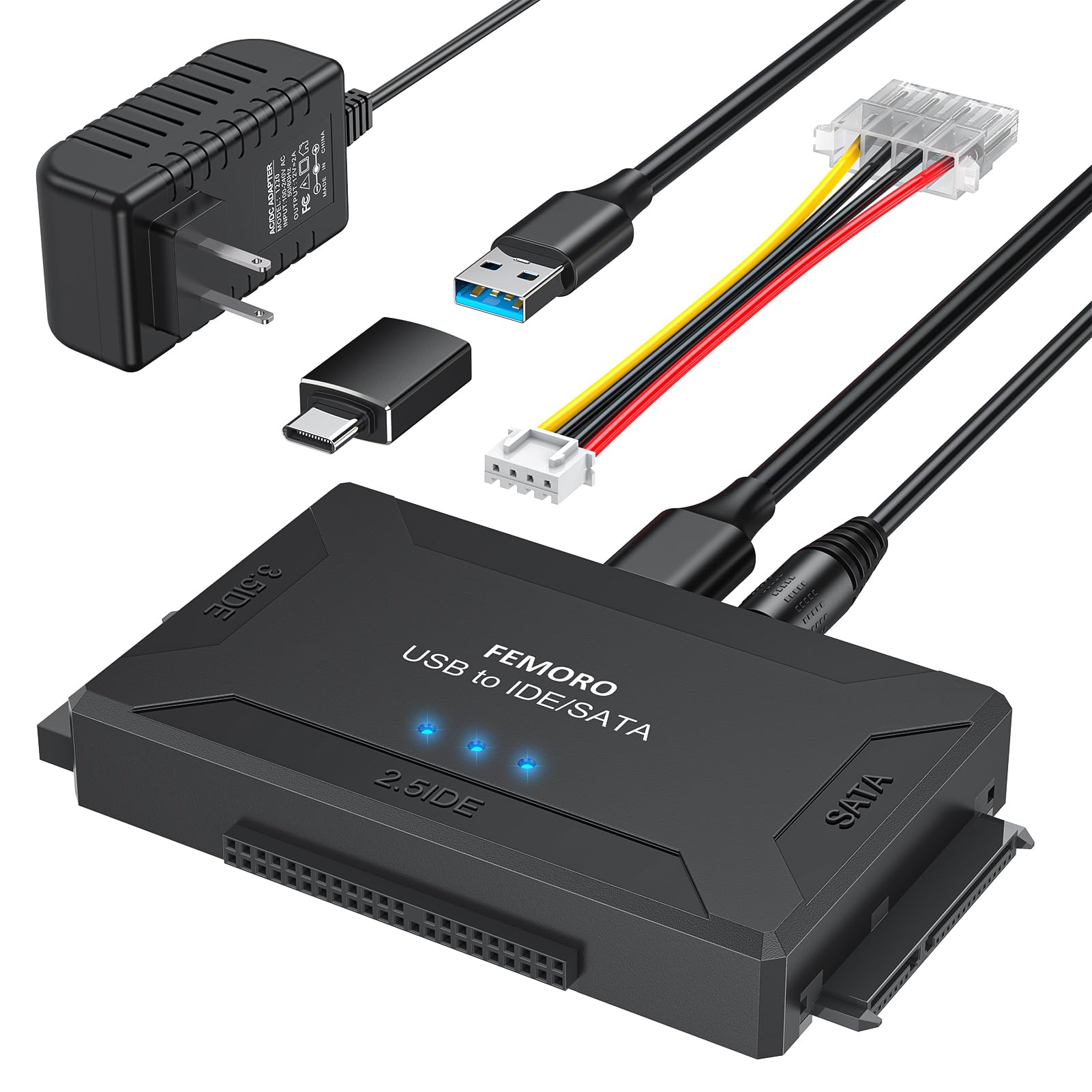 Amazon.com: FEMORO Hard Drive Reader IDE SATA to USB 3.0 Adapter, USB ...