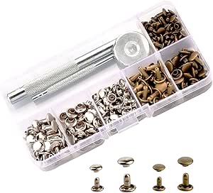 Amazon.com: 120 Sets 2 Sizes Leather Rivets Kit Double Cap Rivet ...