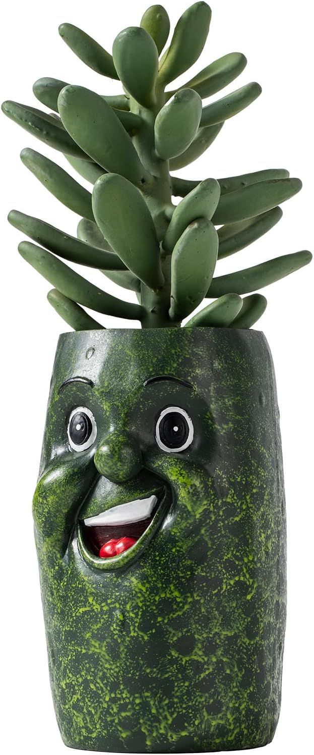 Amazon.com: Cute Cucumber Shaped Planter Fun Resin Plant Pots Indoors ...