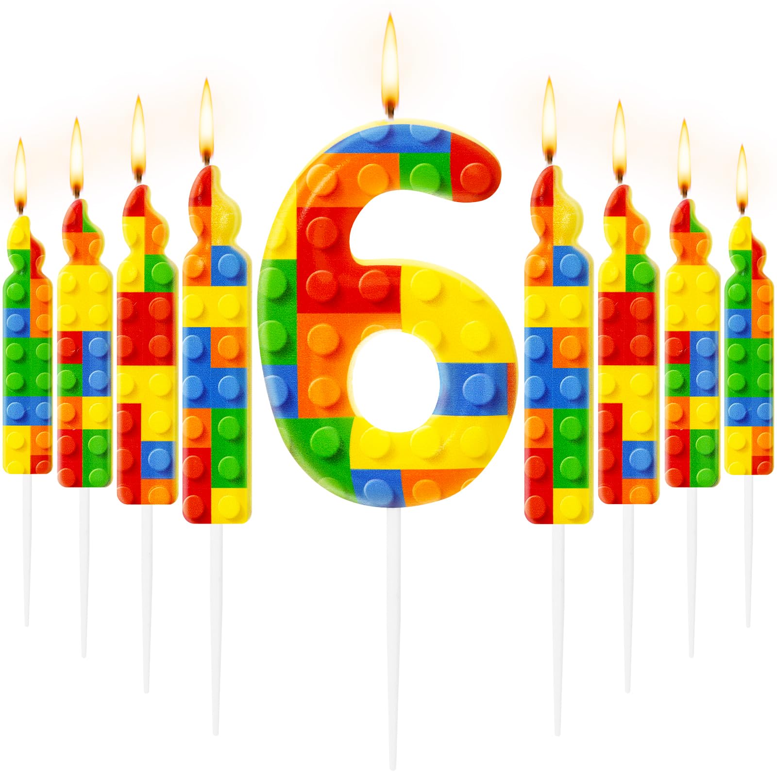 Amazon.com: MTLEE 9 Pcs Building Block Candles Number 1-9 Building ...