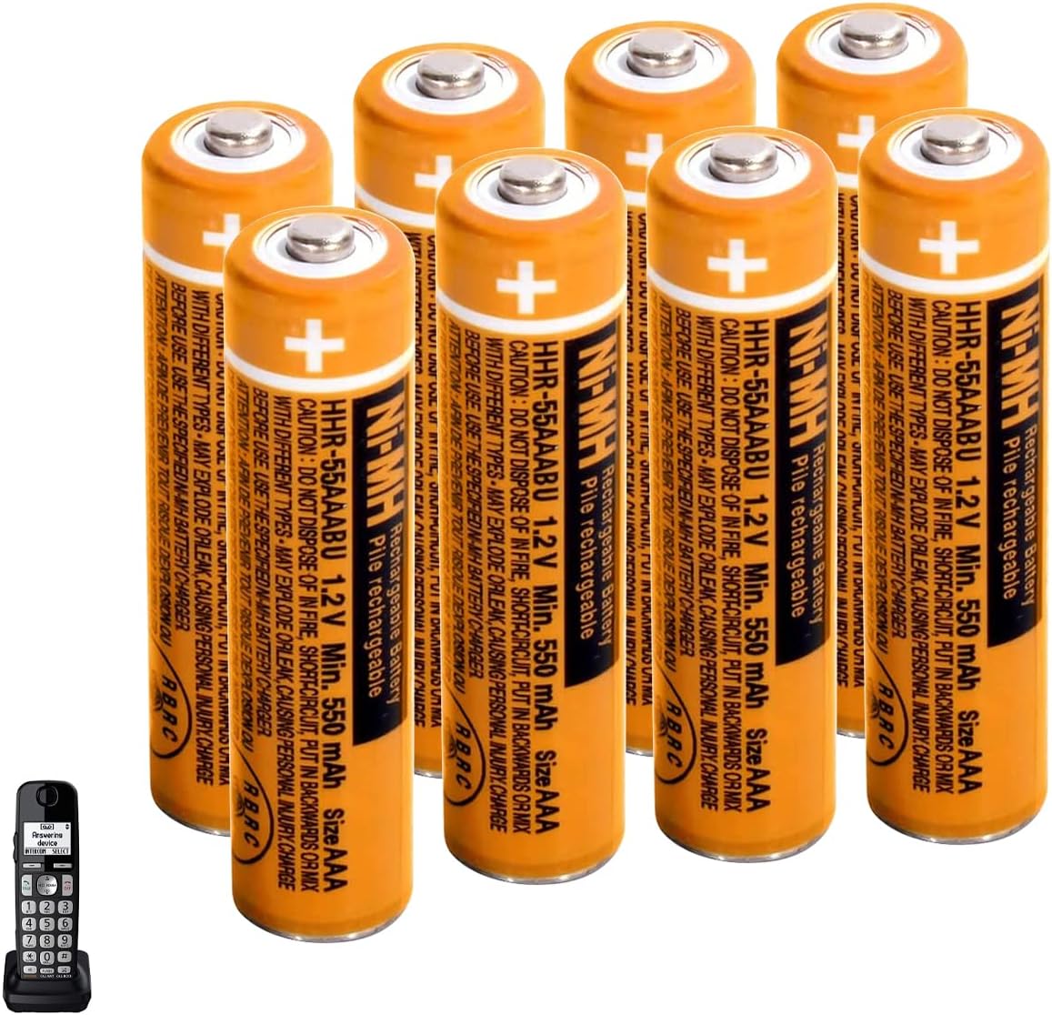 8 Pack HHR-55AAABU NI-MH AAA Rechargeable Battery for Panasonic, 1.2v ...