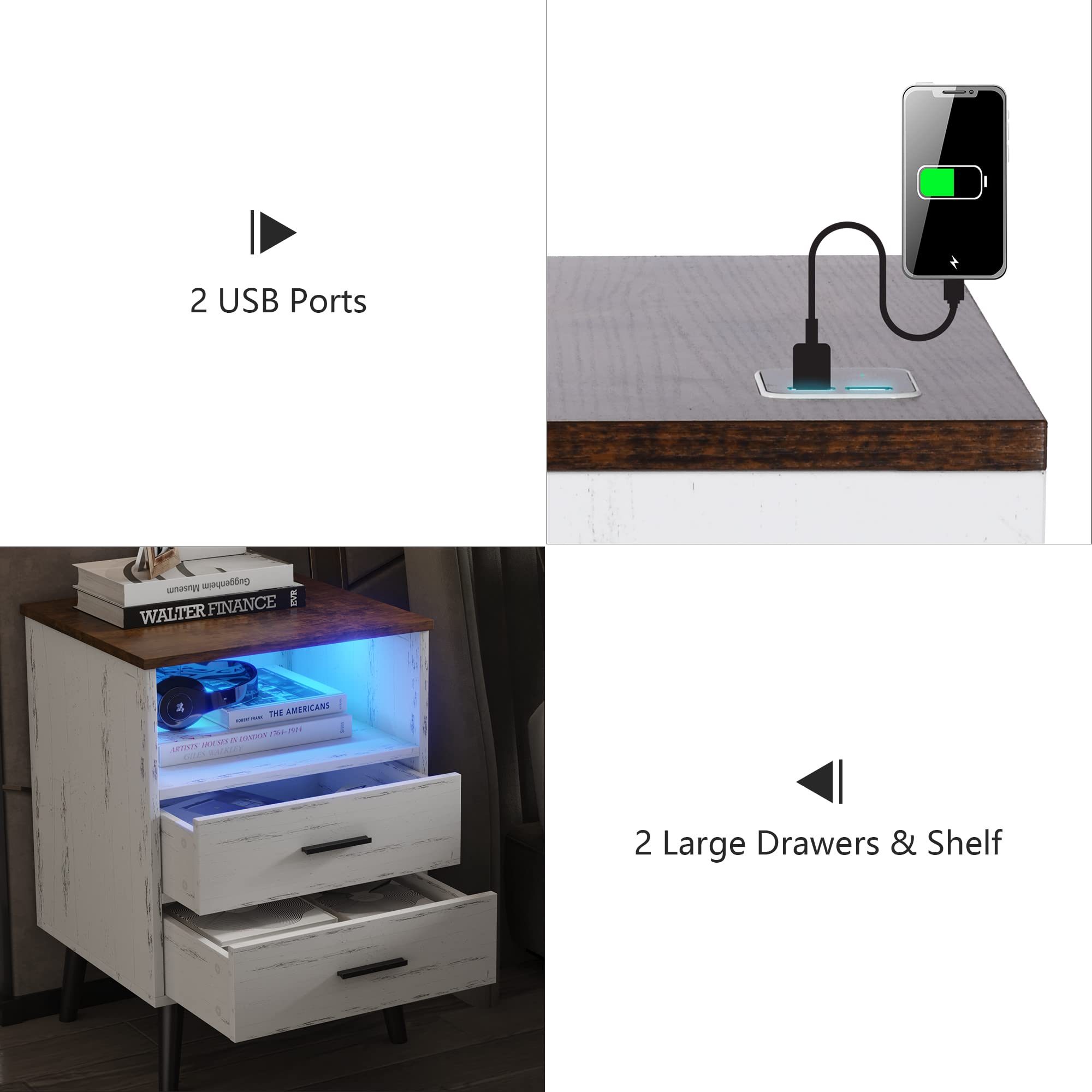 LVSOMT Nightstand with Chargi...B09N6X14CS | Encarguelo.com