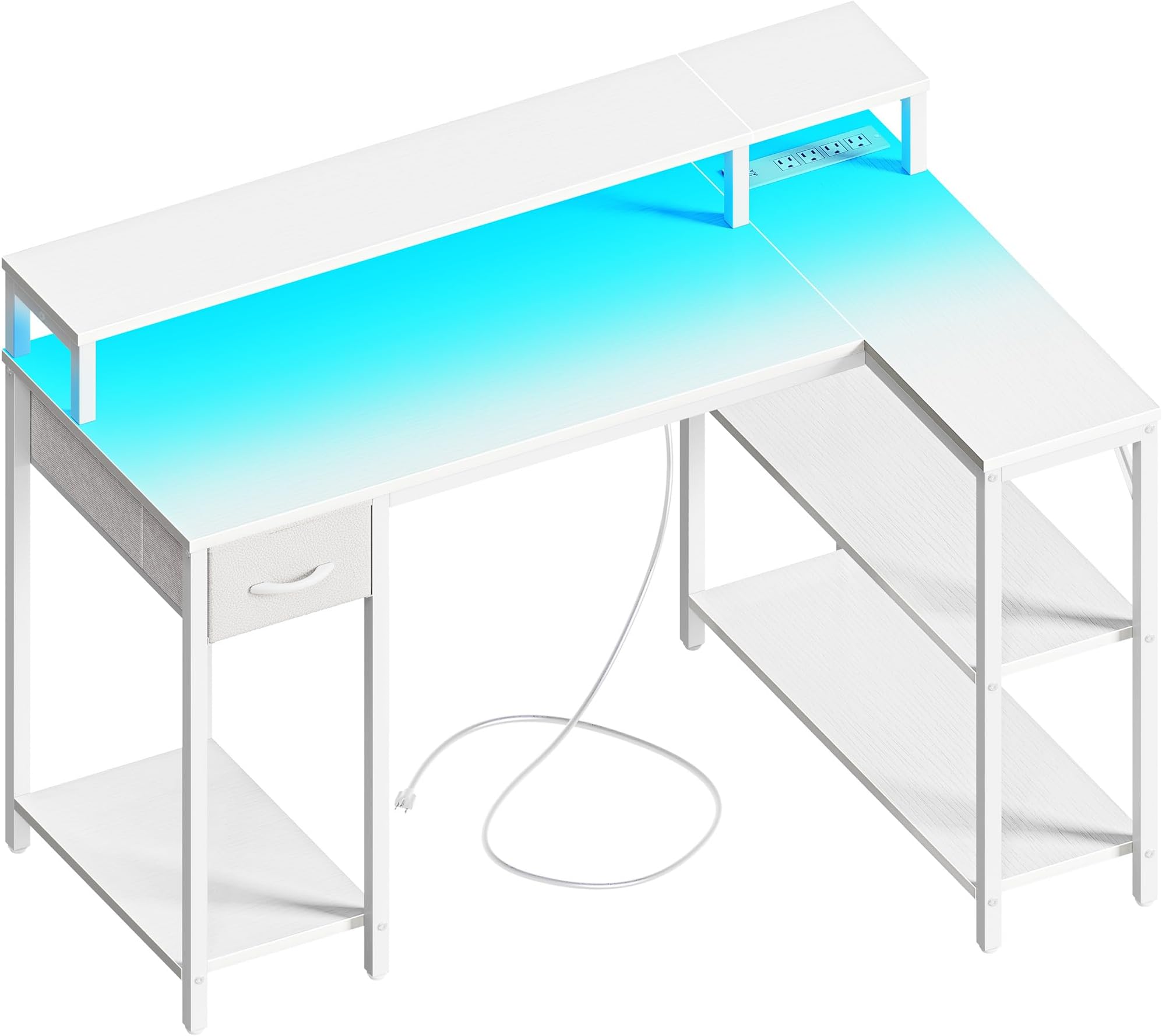 Amazon.com: Lufeiya 40 inch L Shaped Desk with Outlet Shelves and 40 ...