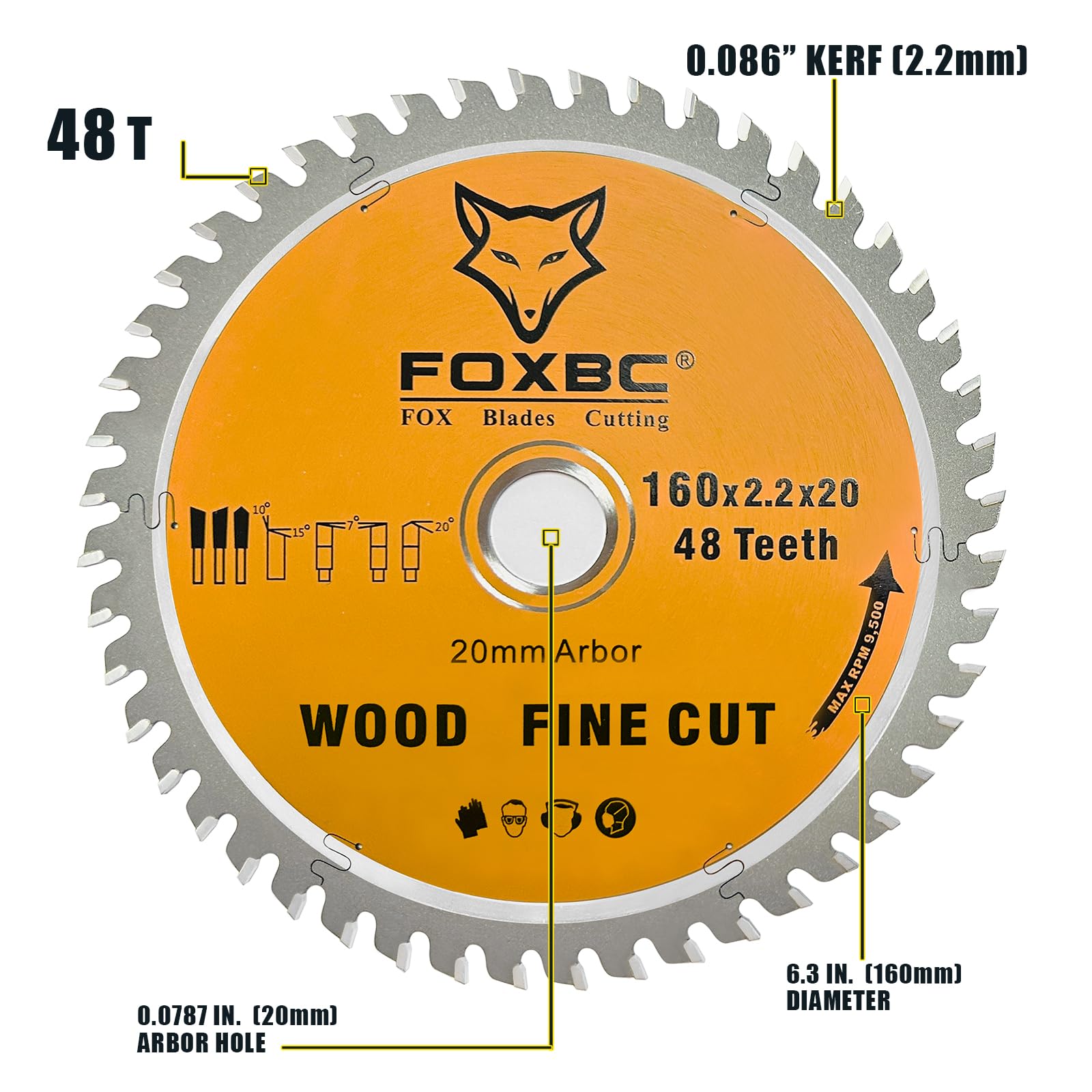 Snapklik.com : FOXBC 495377 Track Saw Blade 160x22x20mm 48 Tooth For ...