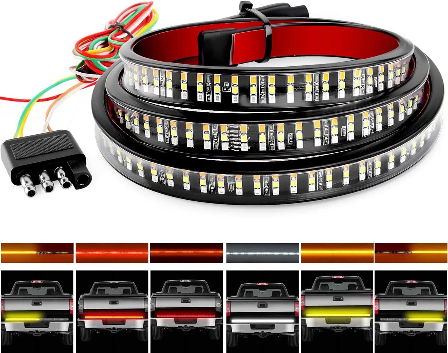 48in LED Tailgate Light Bar Strip for Pickup Truck 3-Color Red White ...