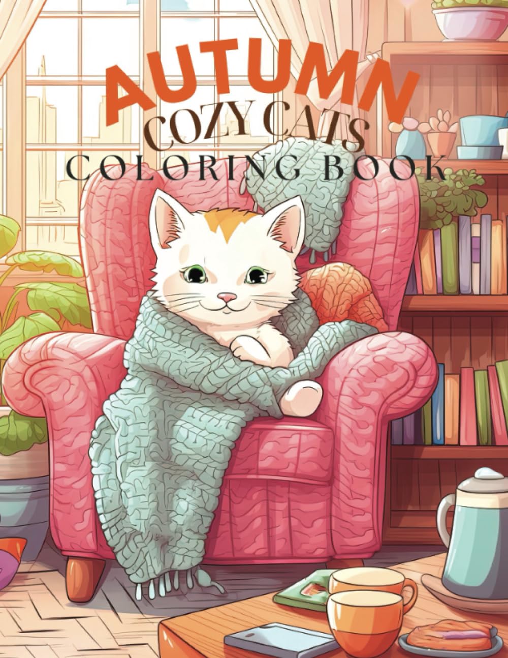 Amazon.com: Autumn Cozy Cats Coloring Book: Cute Cats, Autumn leaves ...