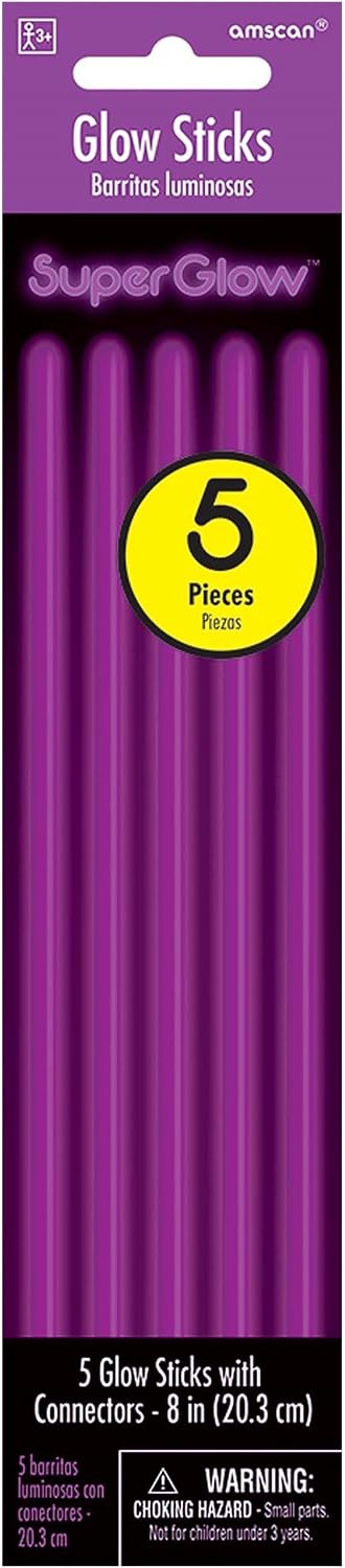 Amazon.com: Vibrant Purple Glow Stick - 8" (Pack of 5) - Long-Lasting ...