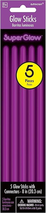 Amazon.com: Vibrant Purple Glow Stick - 8" (Pack of 5) - Long-Lasting ...