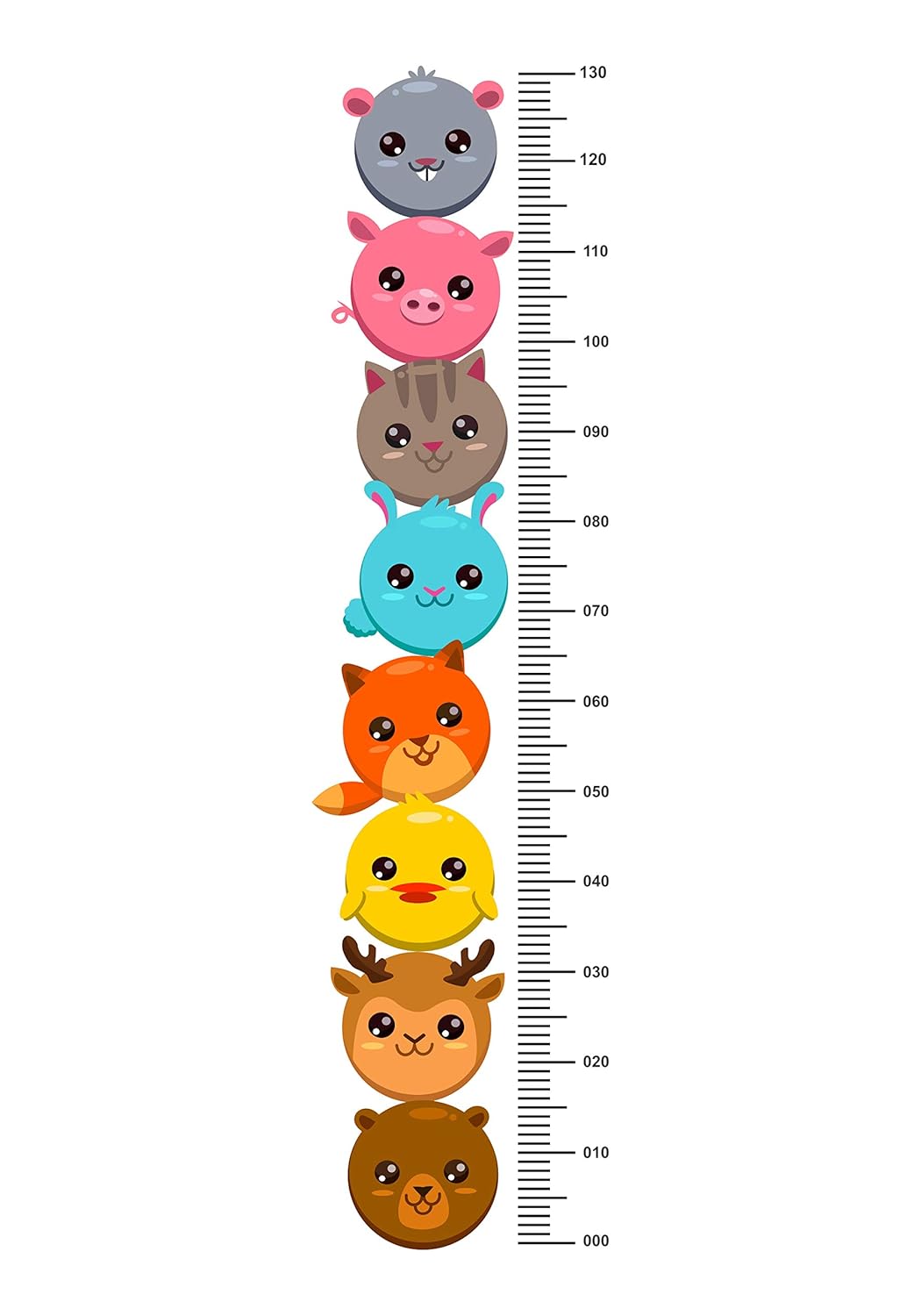 Wallstick Animals with Height Chart wallstickers (Vinyl 130 cm x 40 cm ...
