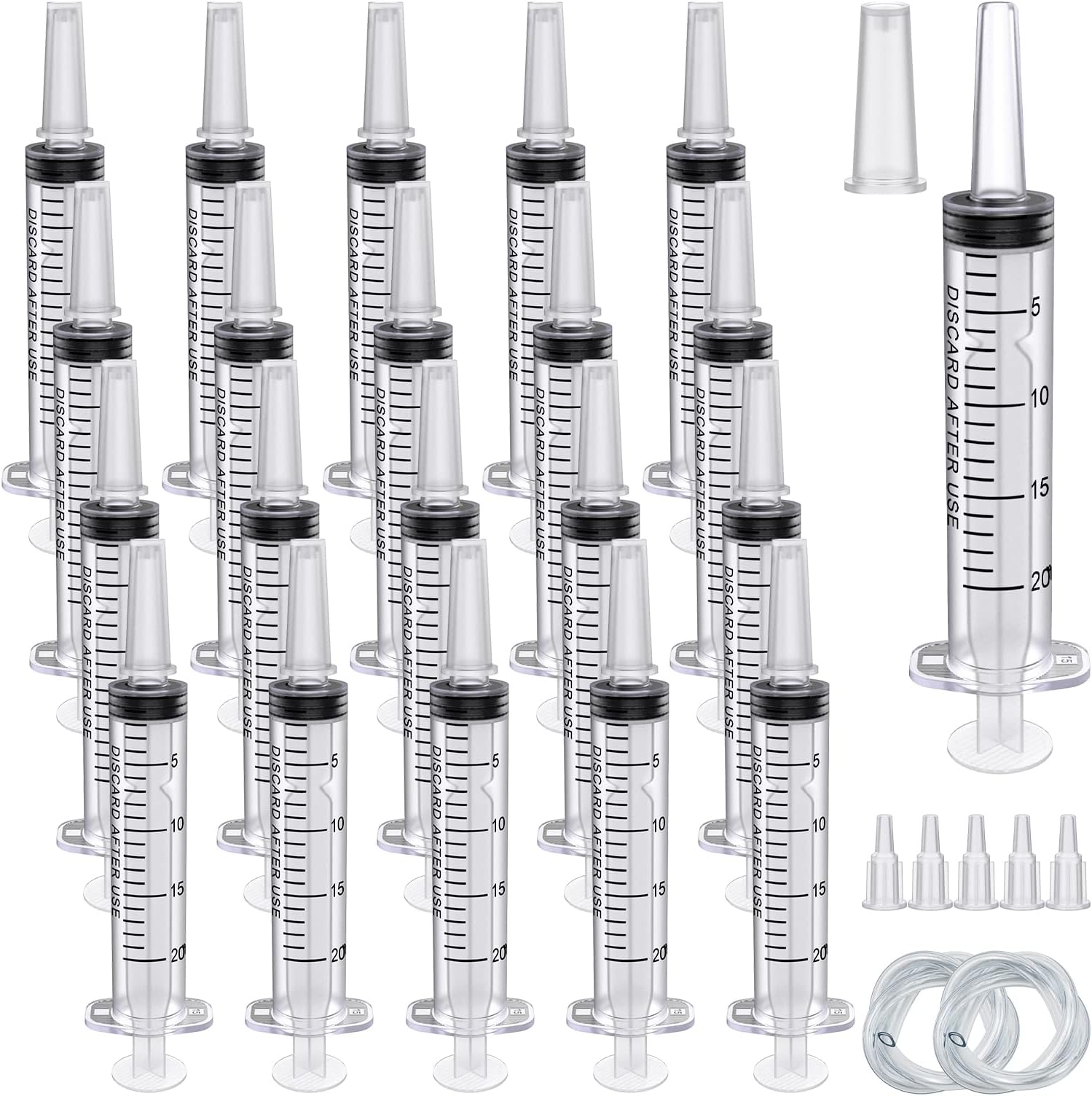 Amazon.com: 20 Pack 20ml Plastic Syringe Large Syringes Catheter Tip ...