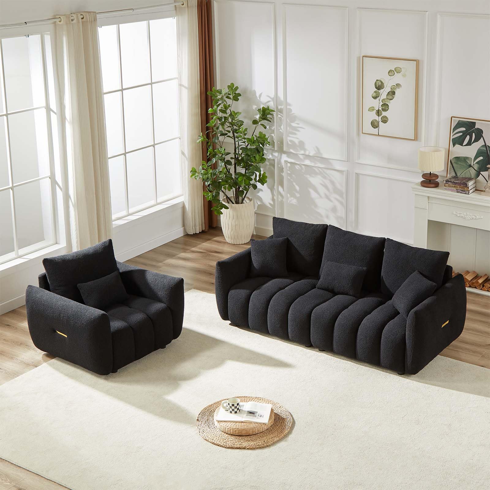 Amazon.com: Antetek Teddy Sofa Set for Living Room, Modern Deep Seat ...
