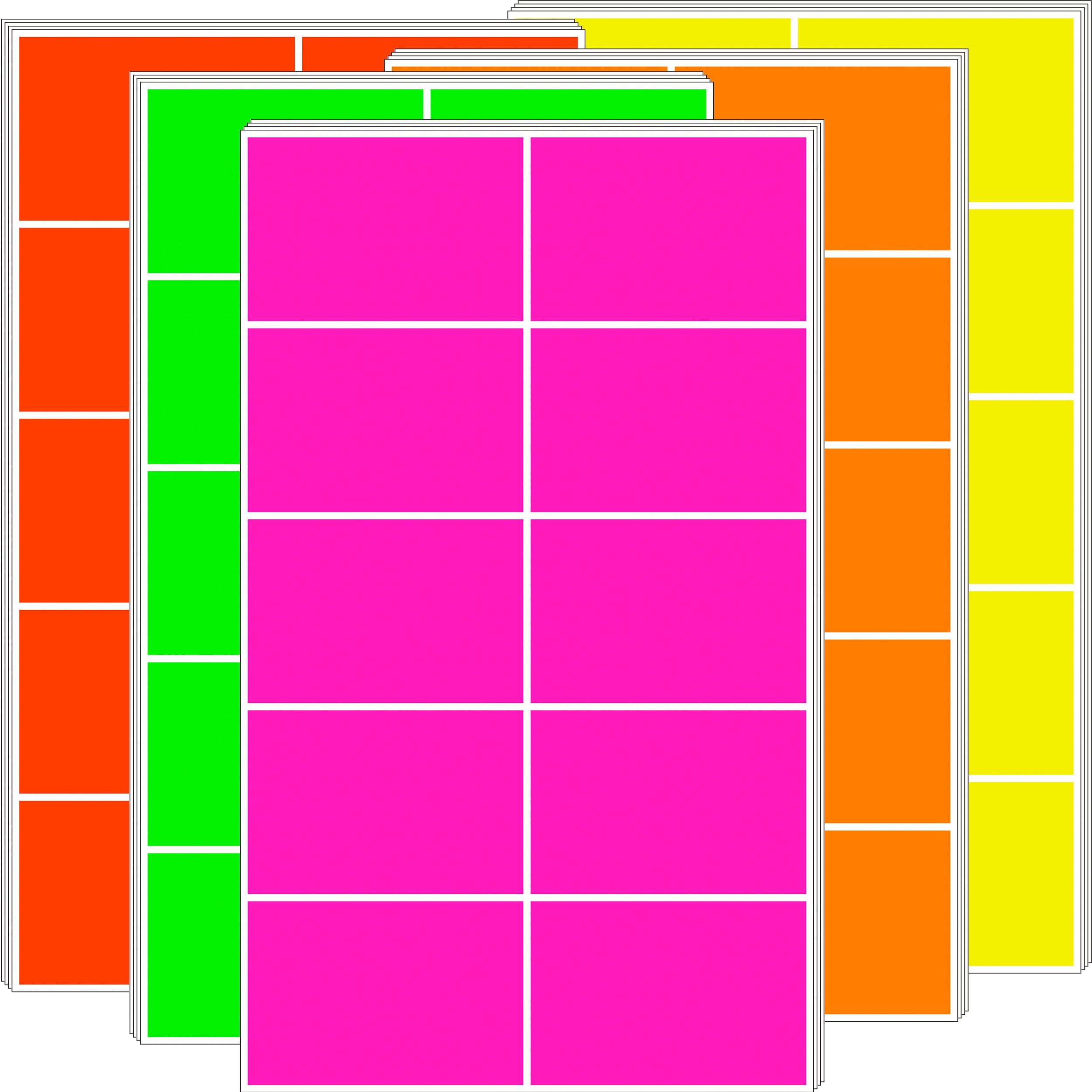 Snapklik.com : Colored Labels Stickers 3 X 2 Inch 5 Fluorescent Color ...