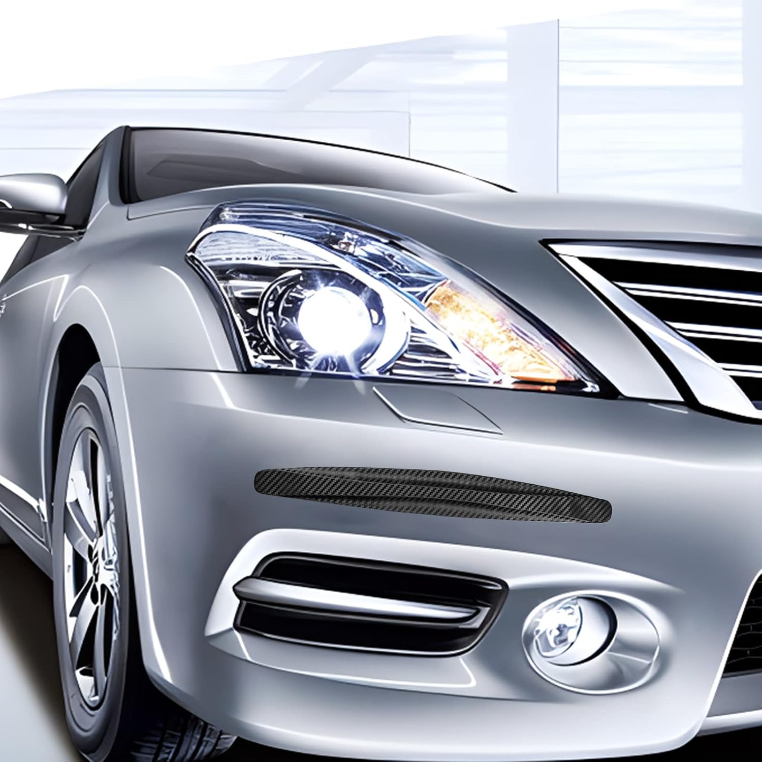 Buy 2PS Car Front Rear Bumper Protector Strip, Universal Carbon Fiber ...